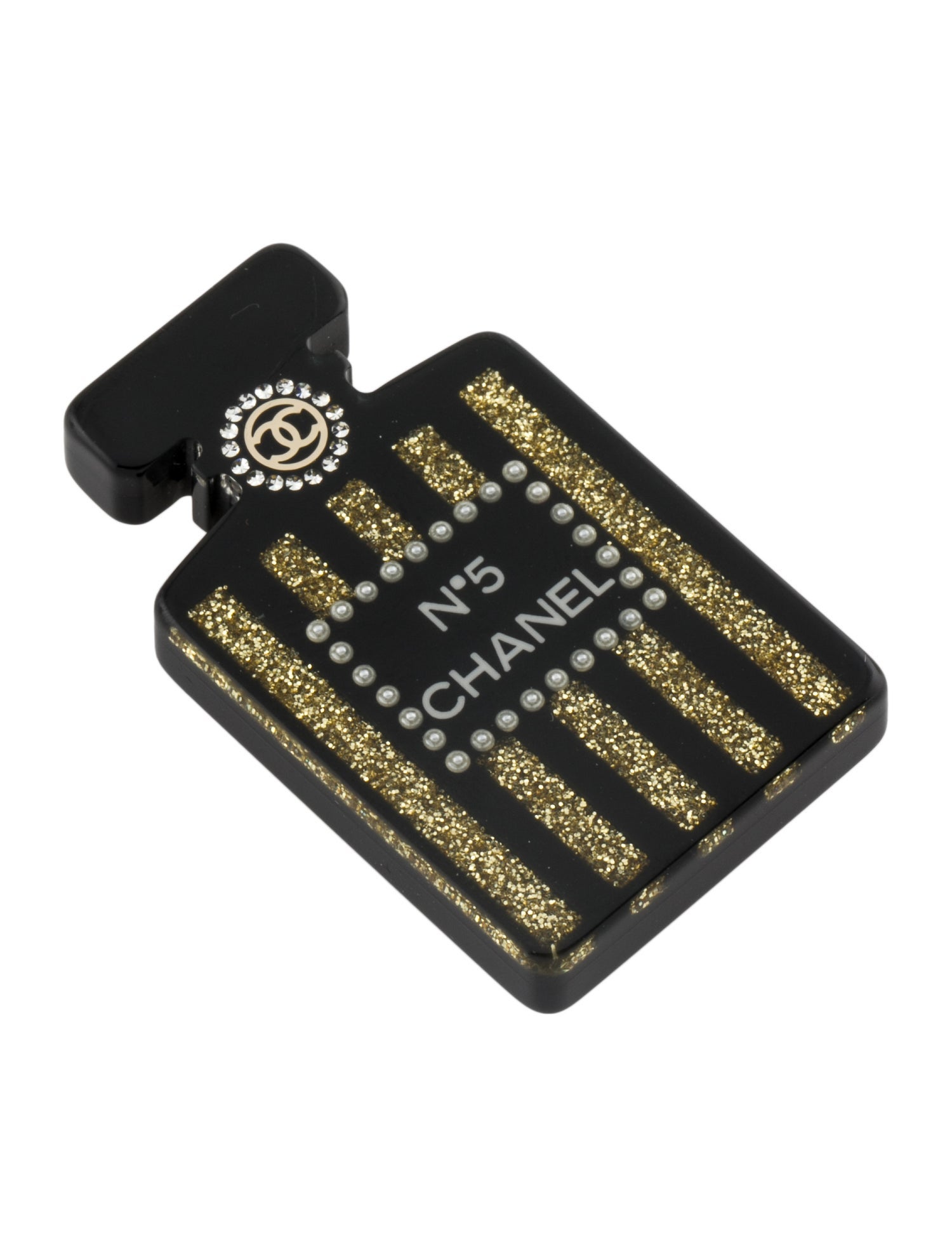 Chanel Faux Pearl, Strass & Resin CC Perfume Bottle Brooch - Pin ...