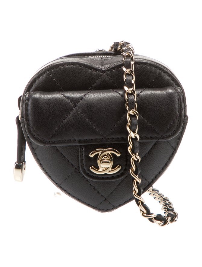 Chanel Mini CC In Love Heart Necklace Bag - Black Mini Bags, Handbags ...