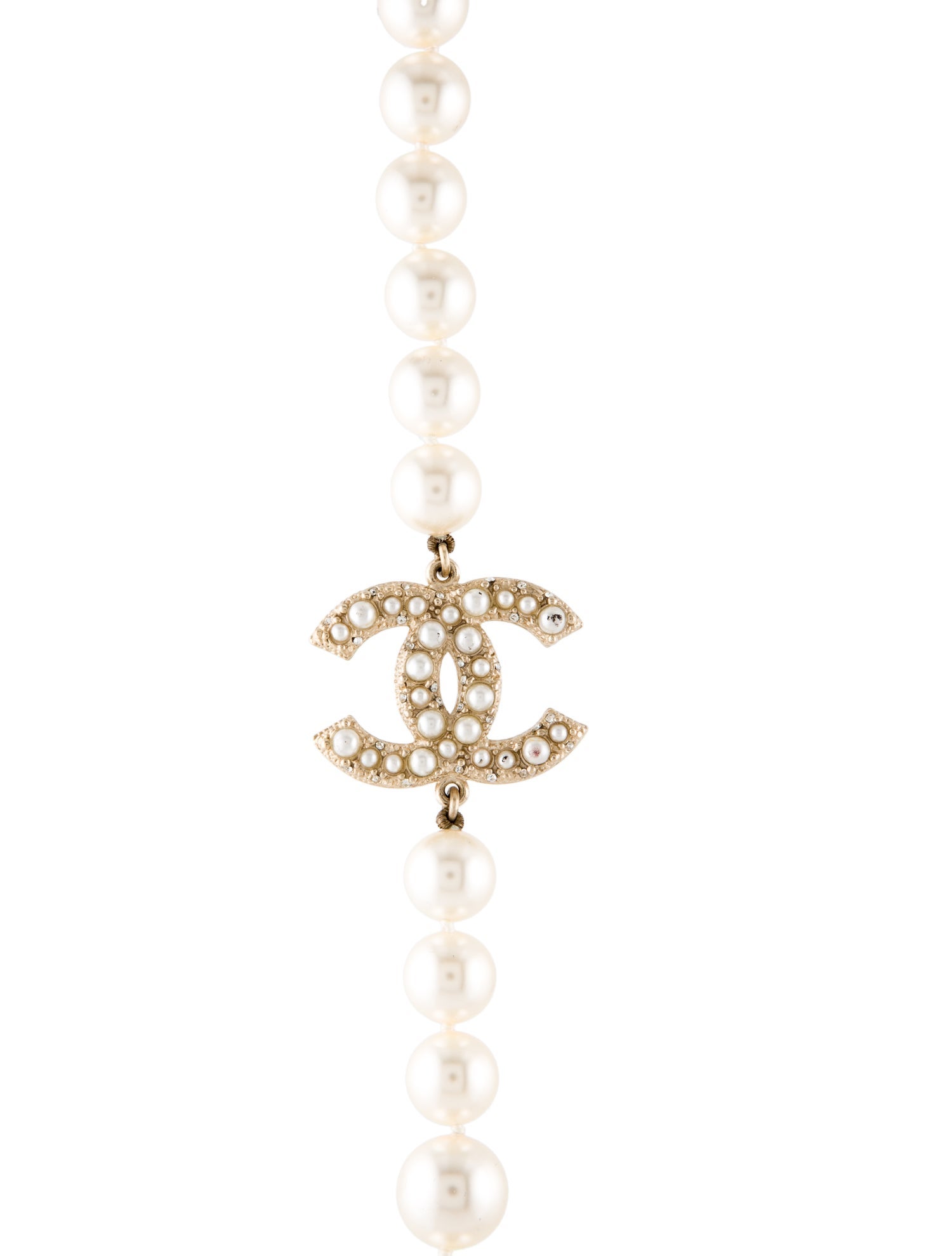 Chanel Faux Pearl Graduated '100 Year Anniversary' CC Bead Strand ...