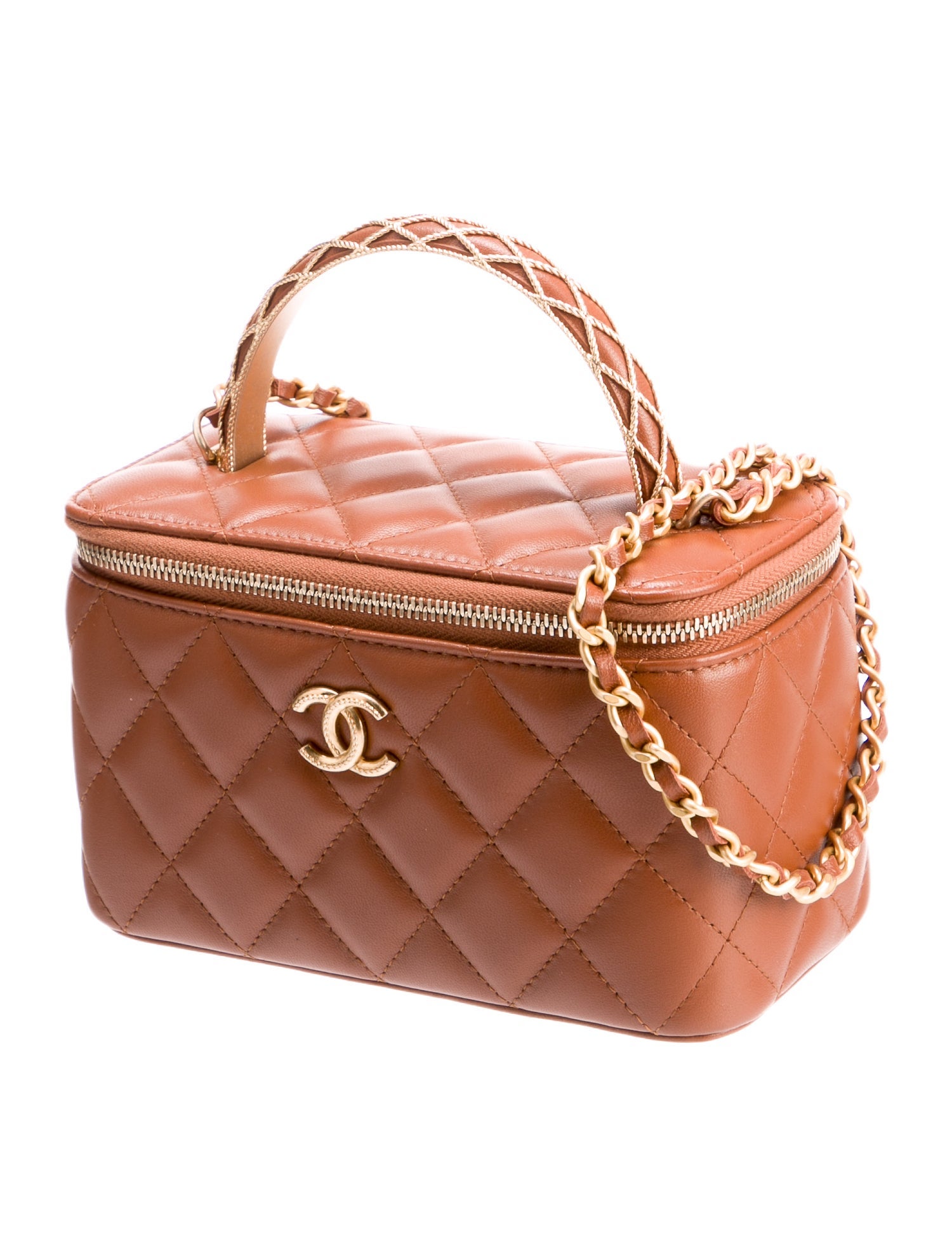 Chanel 2023 Small Top Handle Vanity Case w/ Chain w/Tags - Brown Mini ...
