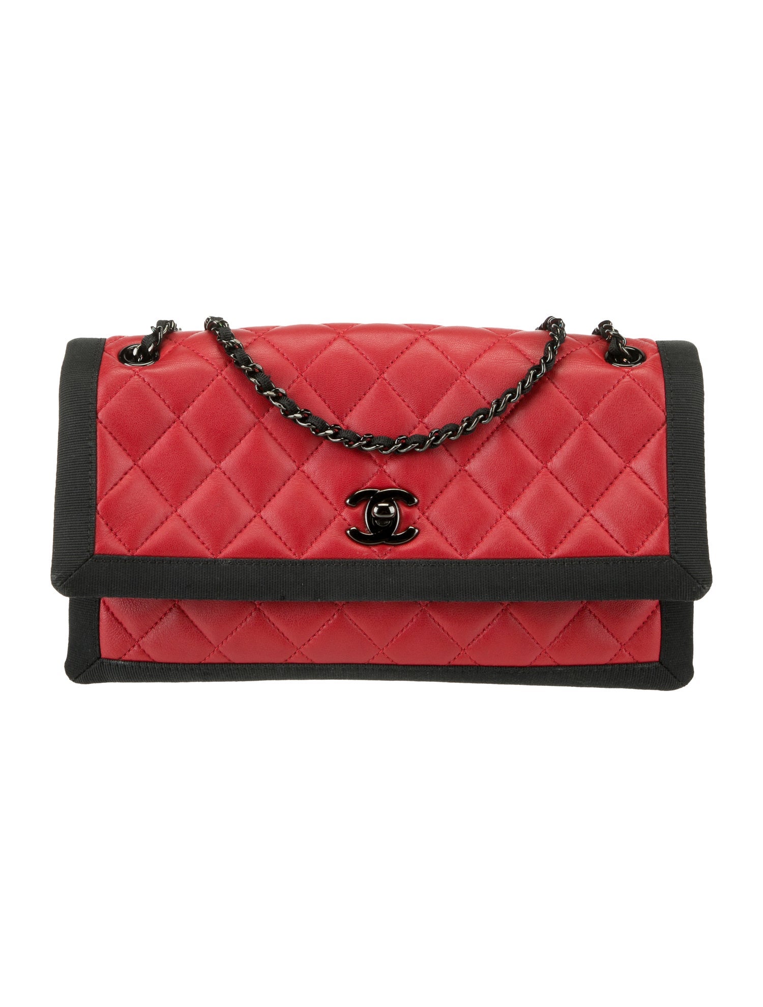 Chanel Two-Tone Quilted Flap Bag - Red Shoulder Bags, Handbags ...