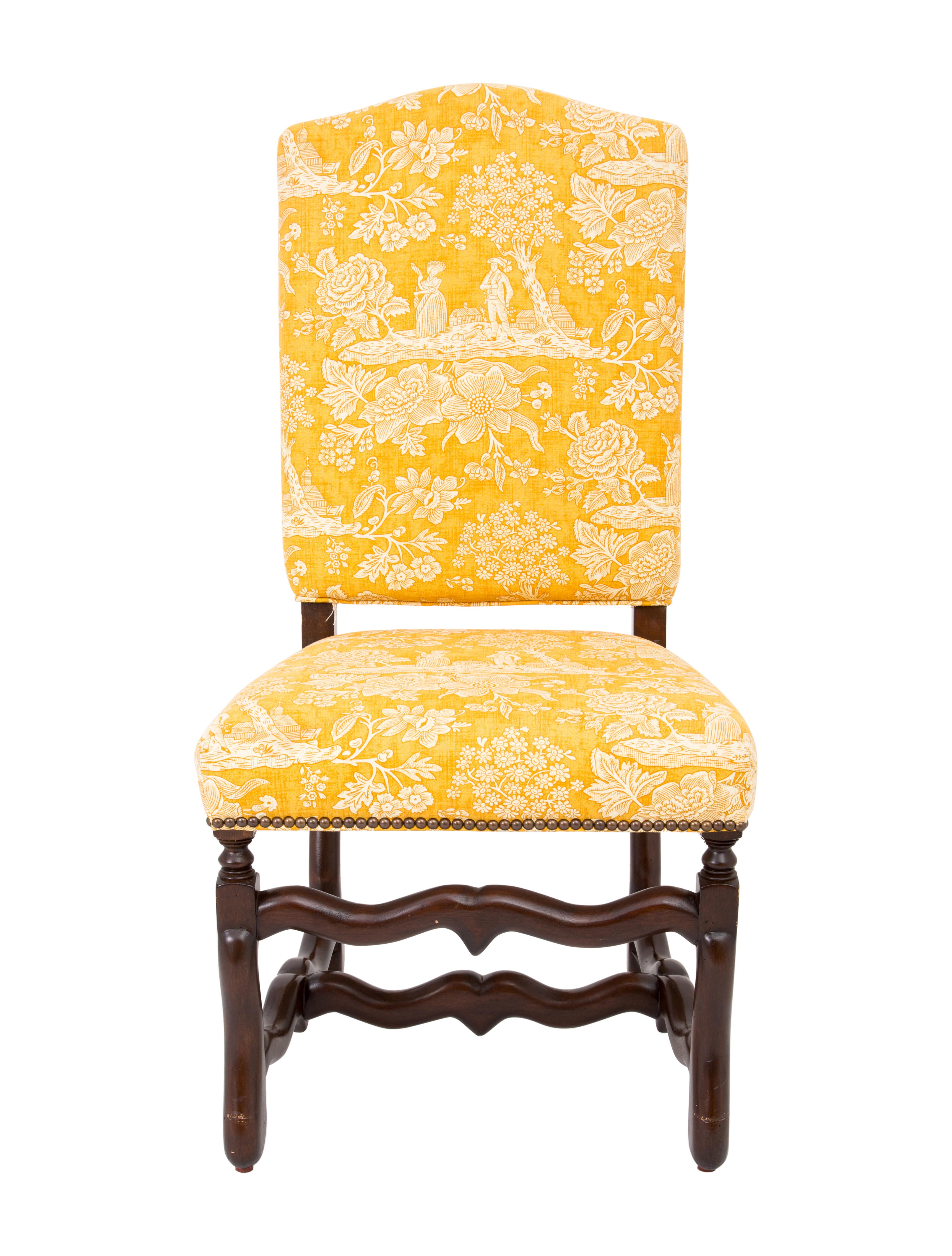 Chair Pierre Deaux Toile de Jouy Dining Chairs - Brown Seating ...