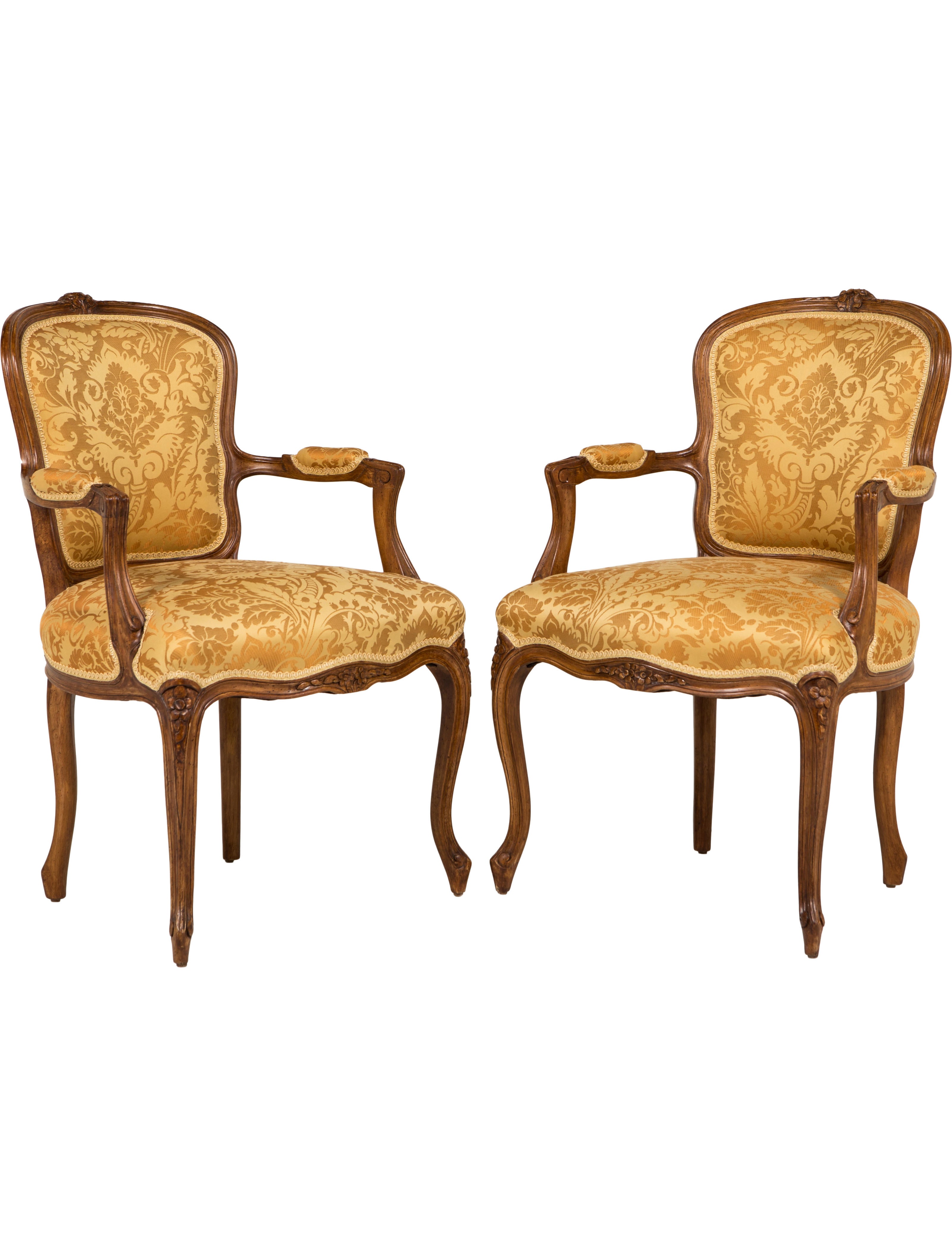 Chair Pair of Louis XV Rococo Chairs - Brown Seating, Furniture ...