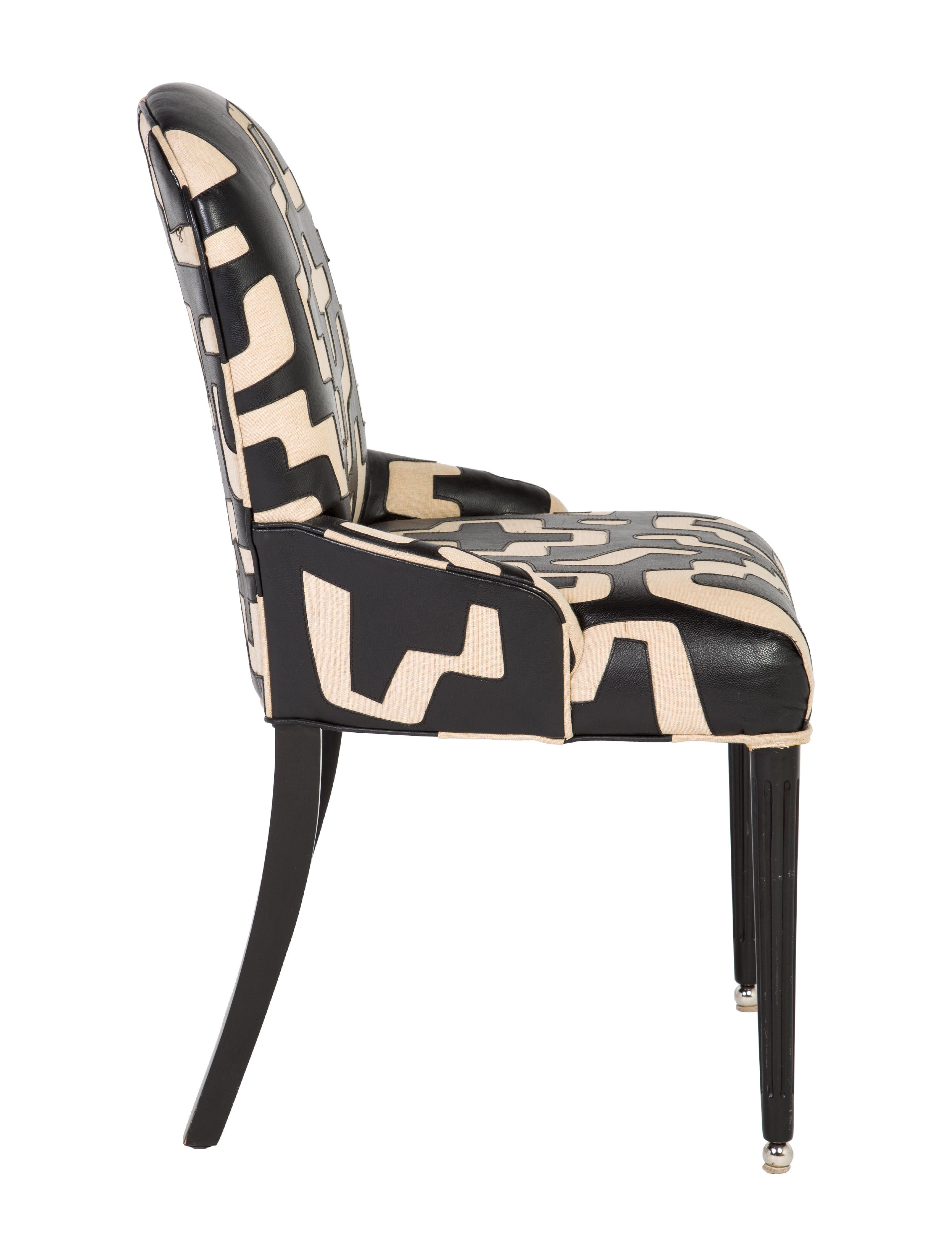 Leather & Linen Geometric Chair - Furniture - CHAIR20523 | The RealReal