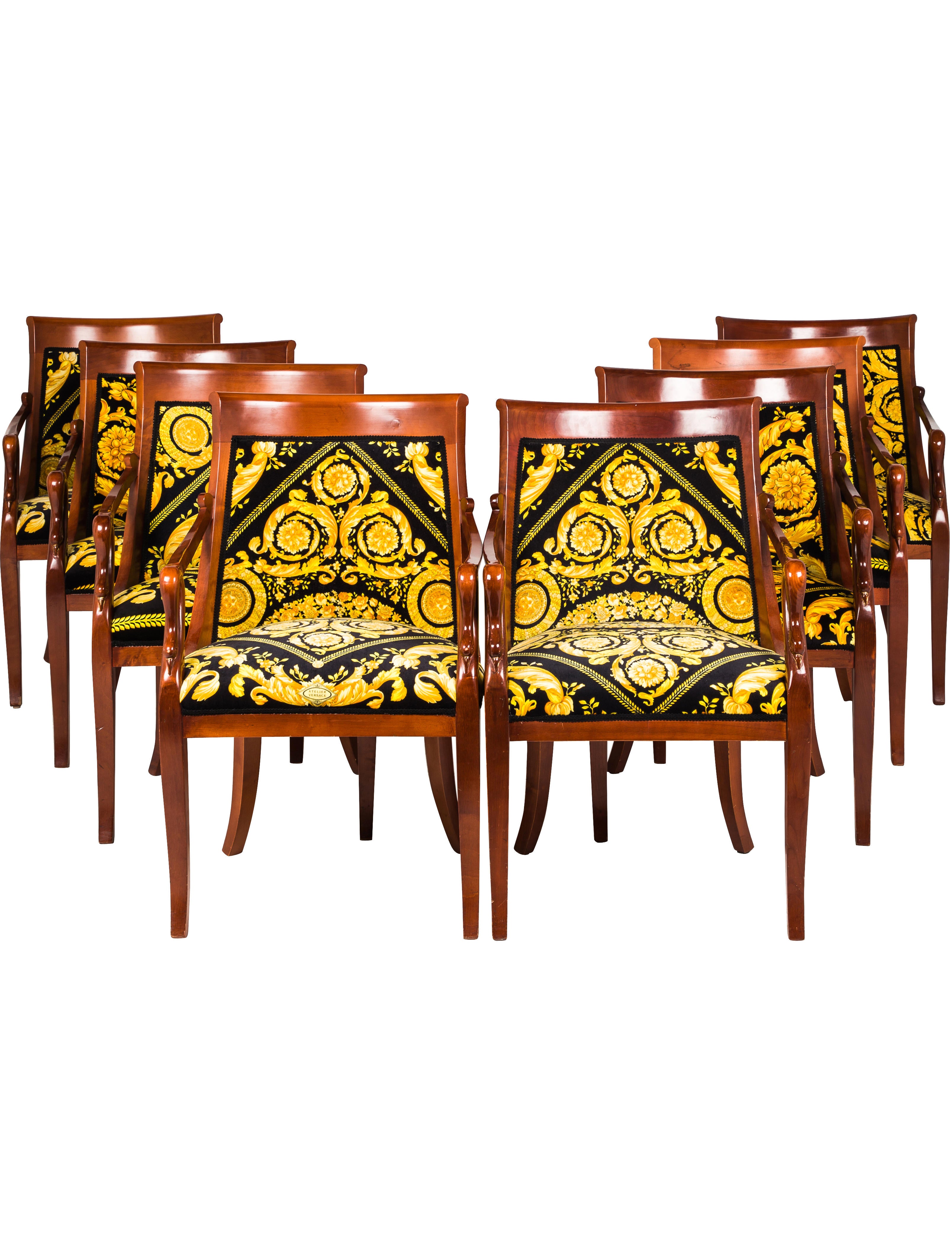 Chair Set of 8 Versace-Style Empire Dining Chairs - Black Seating ...