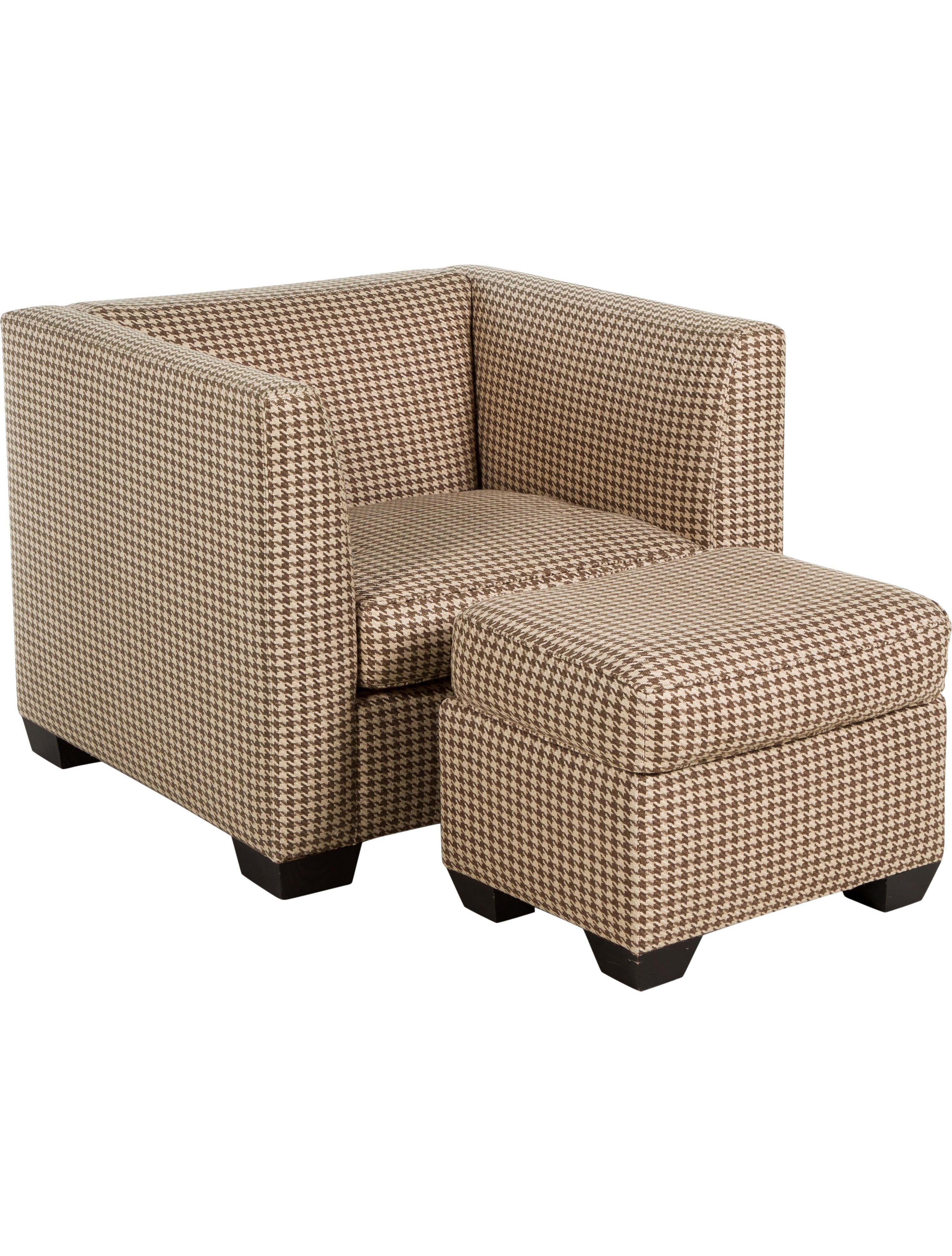 Chair Houndstooth Upholstered Lounge Chair and Ottoman - Brown Seating ...