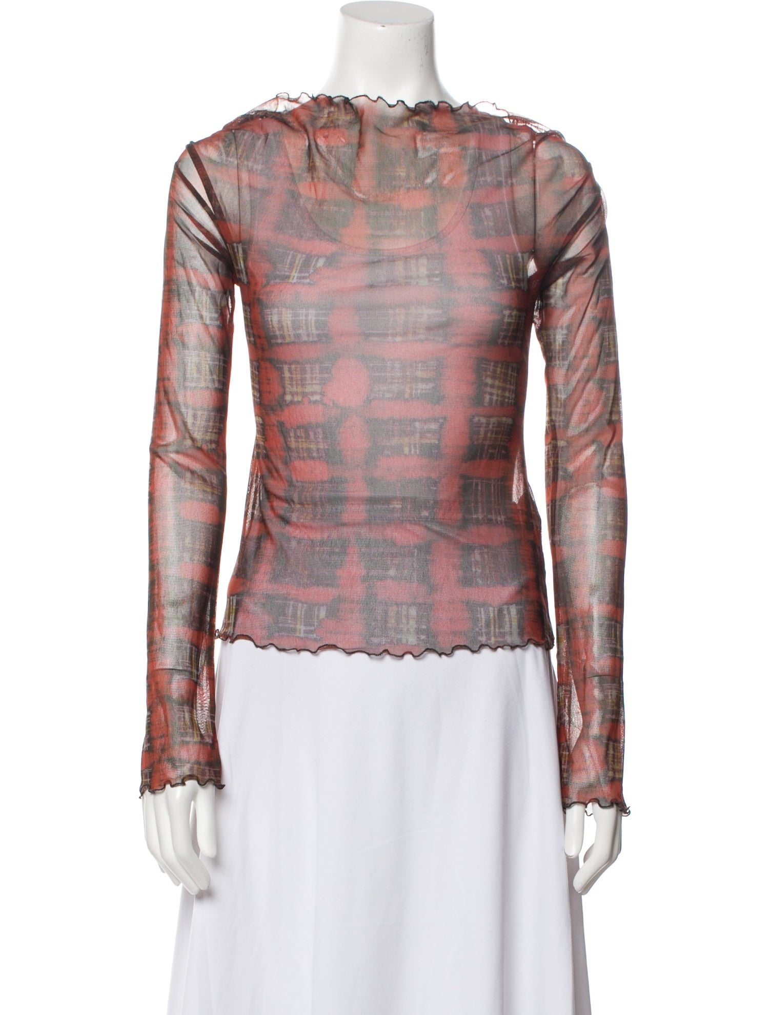 KNWLS Plaid Print Bateau Neckline Blouse - Brown Tops, Clothing ...