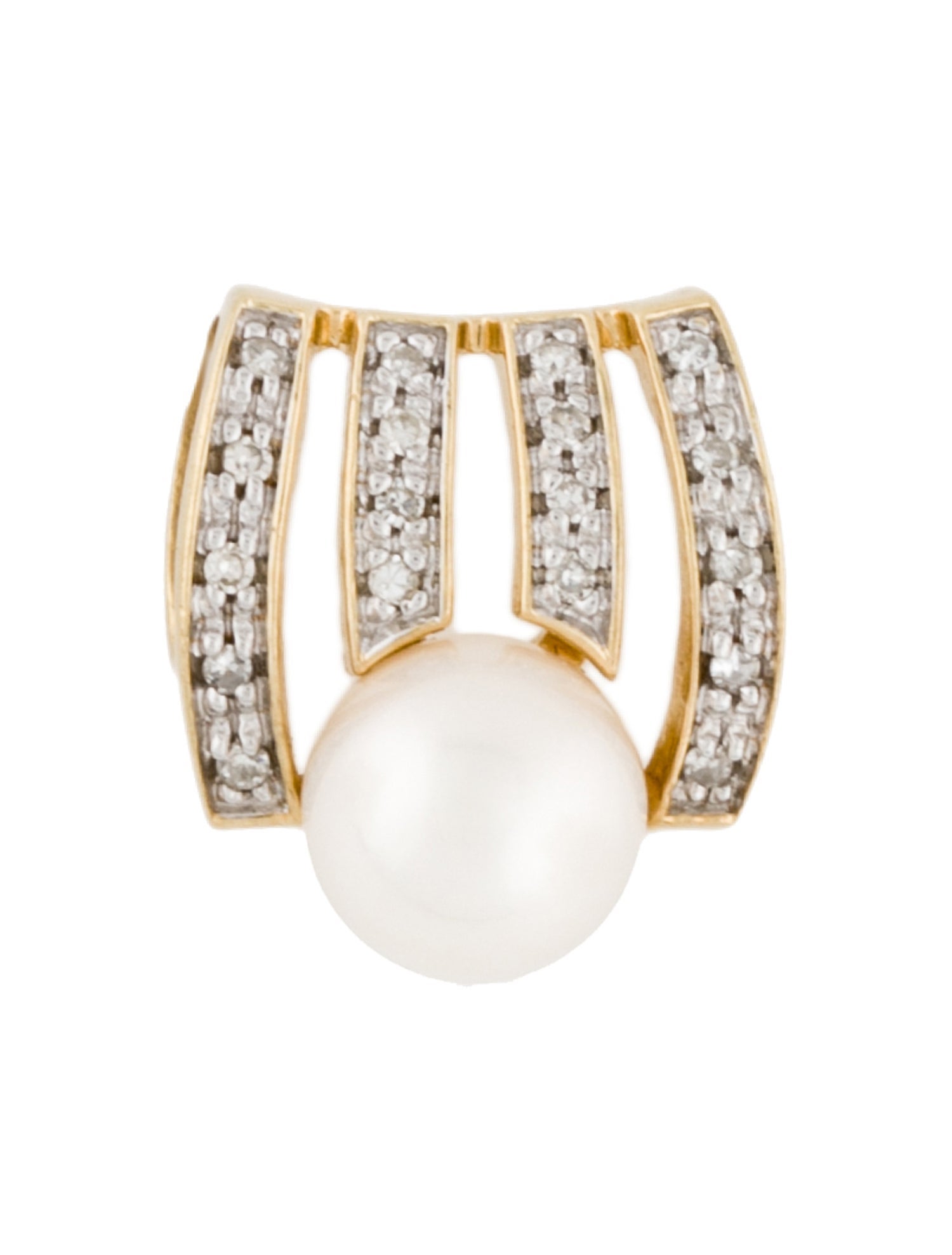 Charm 14K Pearl & Diamond Slider Charm Pendant - 14K Yellow Gold ...