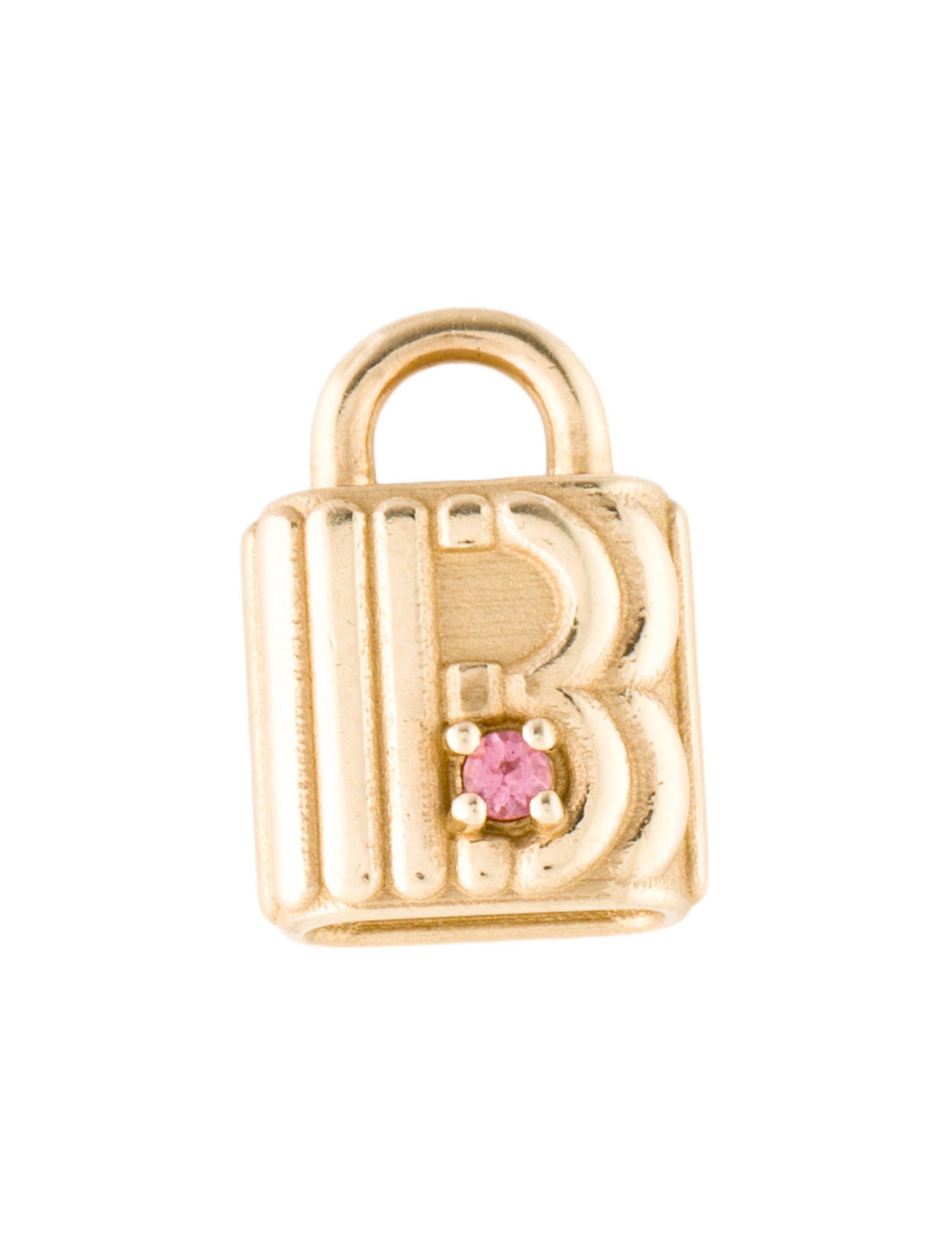 Charm 10K Glass Padlock Charm - Pink - CHARM34072 | The RealReal