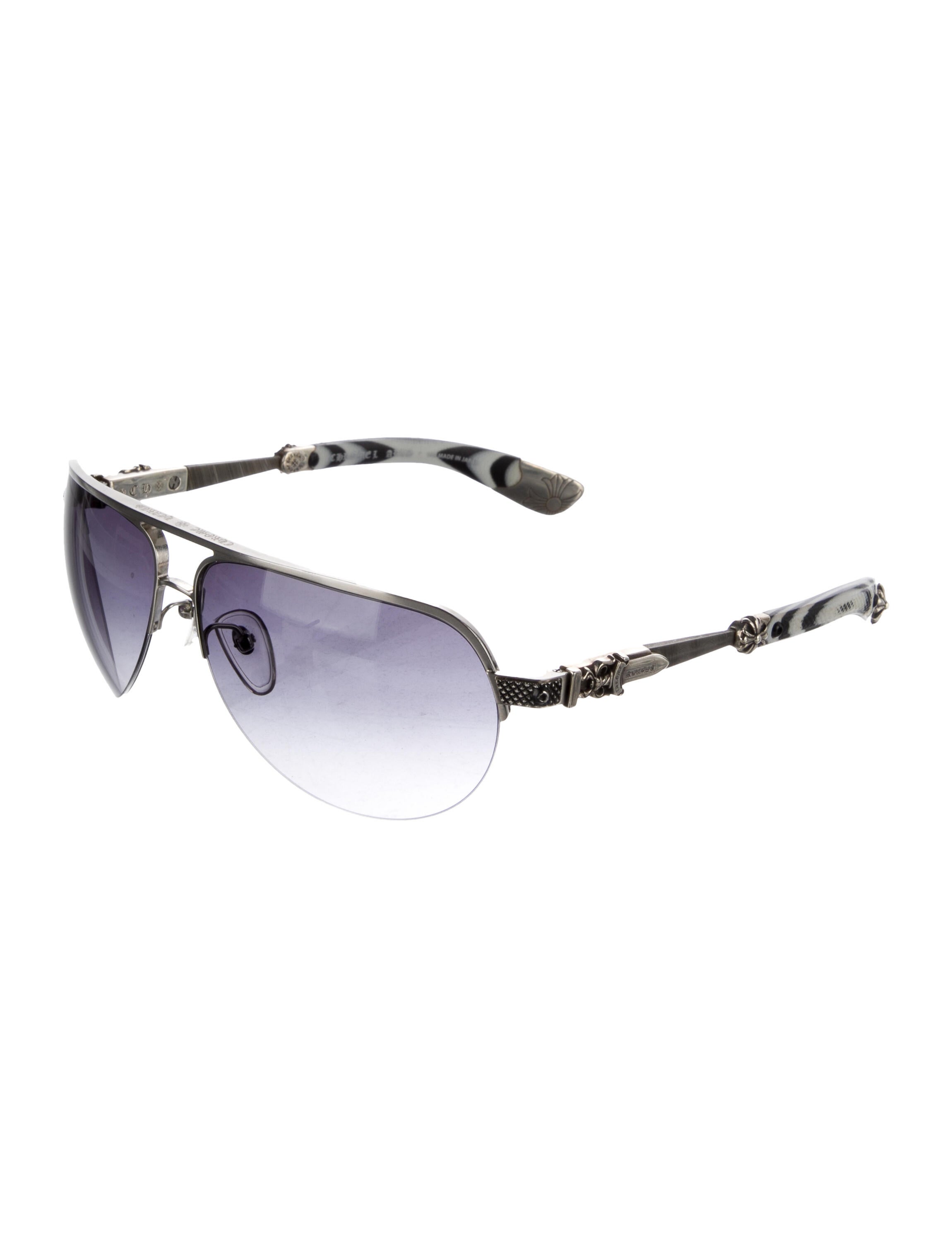 Chrome Hearts "Blade Hummer l" Aviator Sunglasses - Silver Sunglasses ...