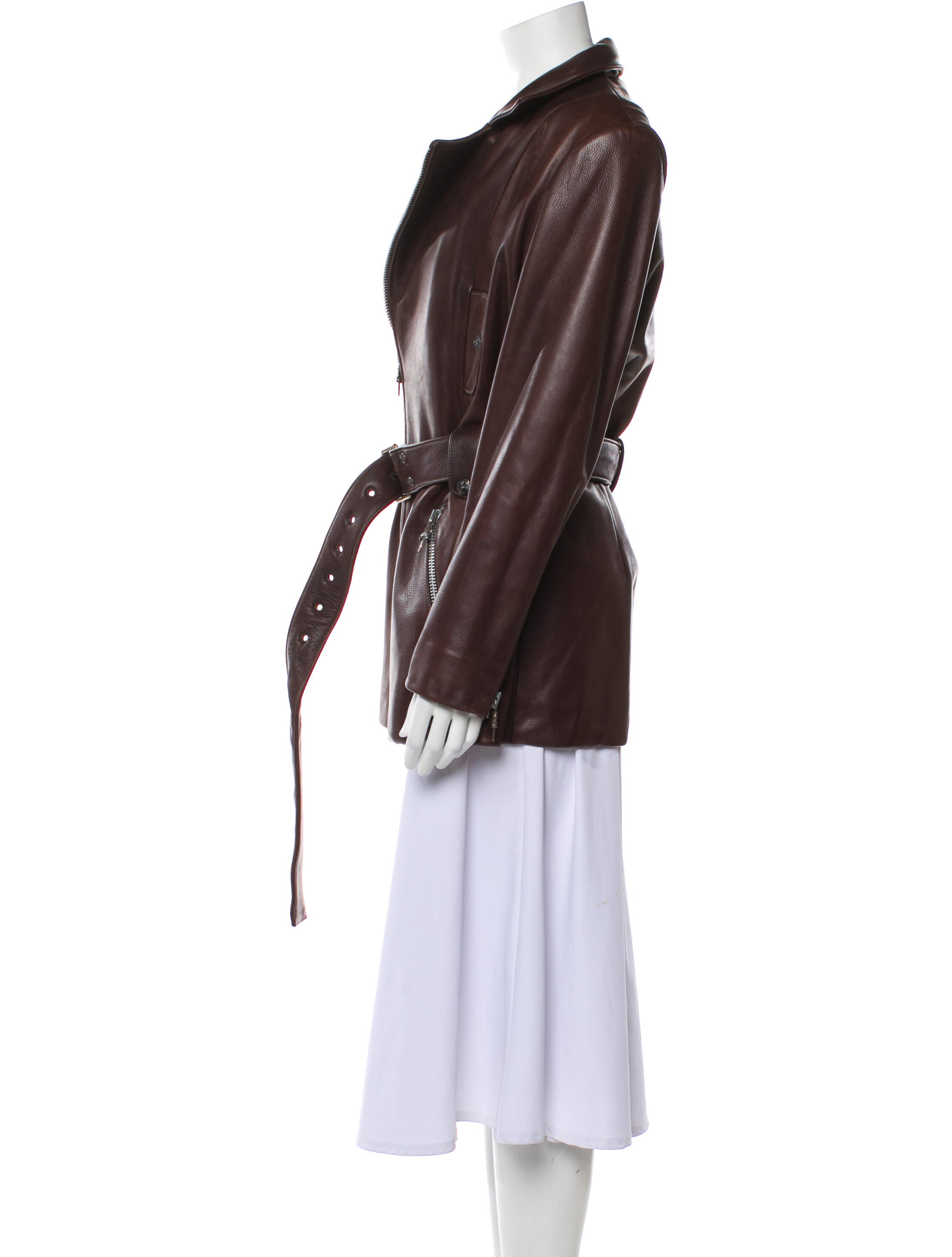 Chrome Hearts Leather Belted Leather Jacket - Brown Jackets, Clothing ...