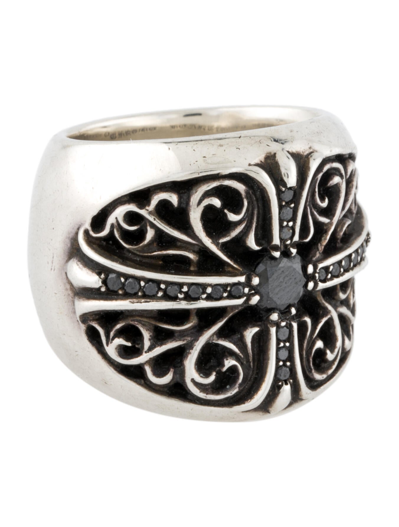 Chrome Hearts Diamond Cross Ring - Sterling Silver Cocktail Ring, Rings ...