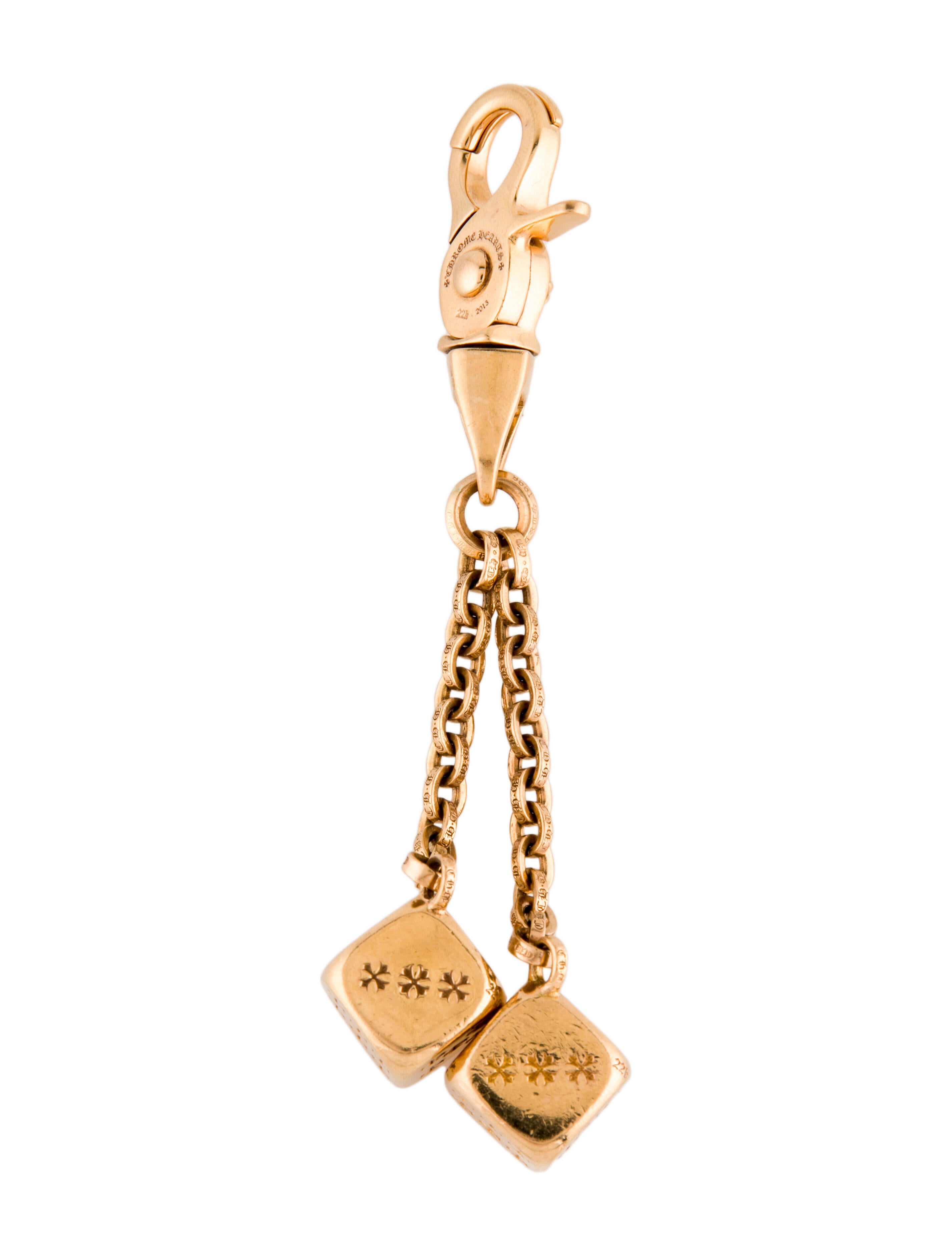 Chrome Hearts 22k Gold Dice Keychain - Gold Keychains, Accessories ...
