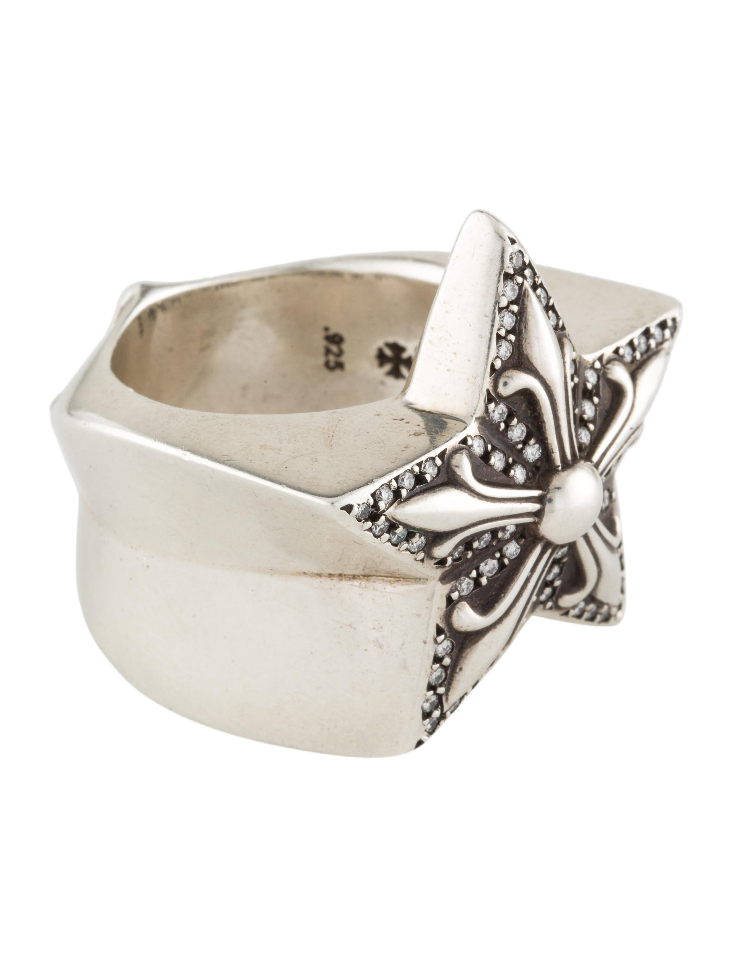 Chrome Hearts Diamond Large Star Ring - Sterling Silver Cocktail Ring ...