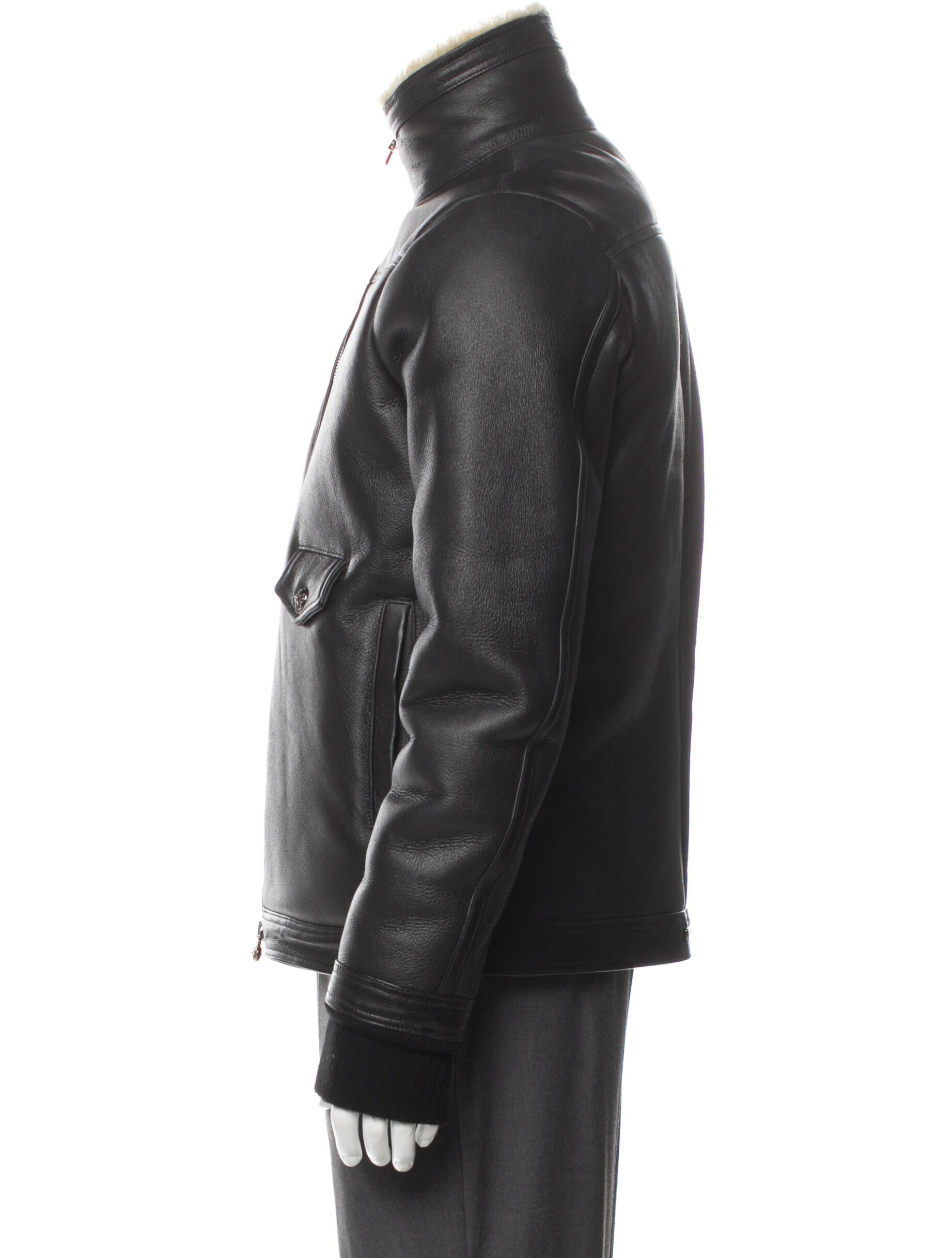 Chrome Hearts Shearling Lamb Leather Moto Jacket - Black Outerwear ...