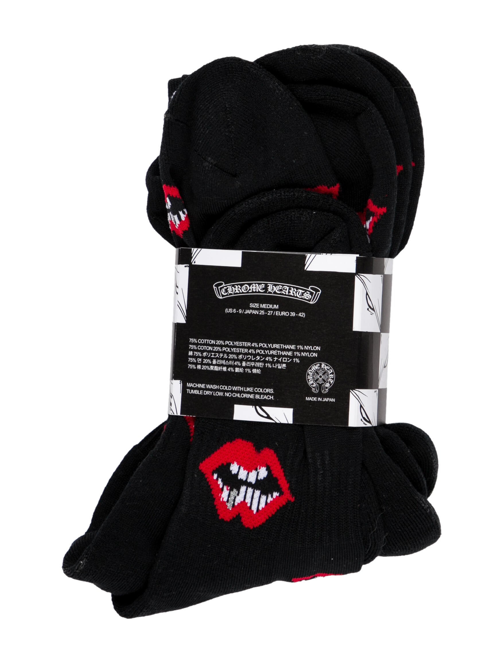 Chrome Hearts x Matty Boy Chomper Socks 3-Pack w/ Tags - Black Socks ...