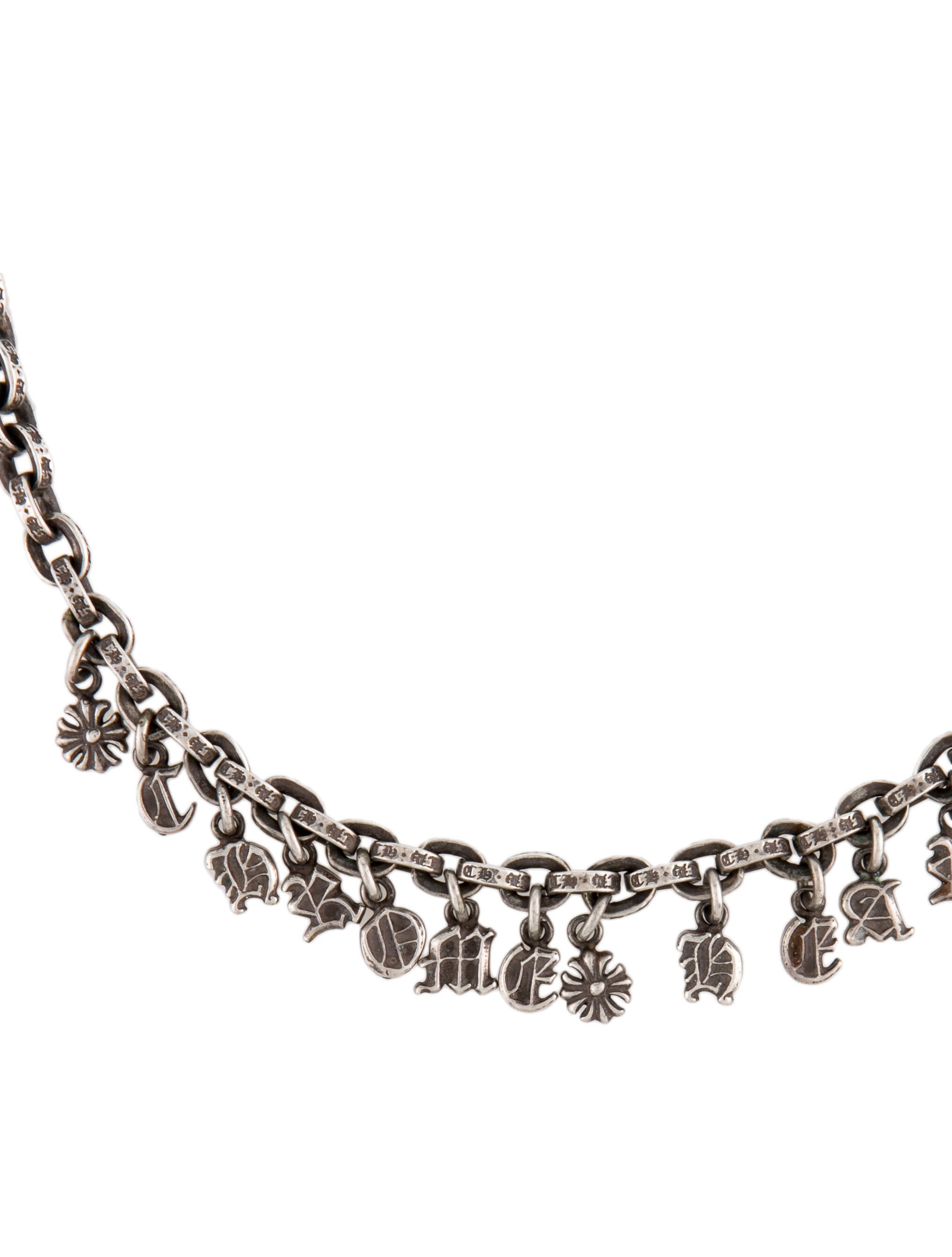 Chrome Hearts Paperclip Charm Choker Necklace - Sterling Silver Choker ...