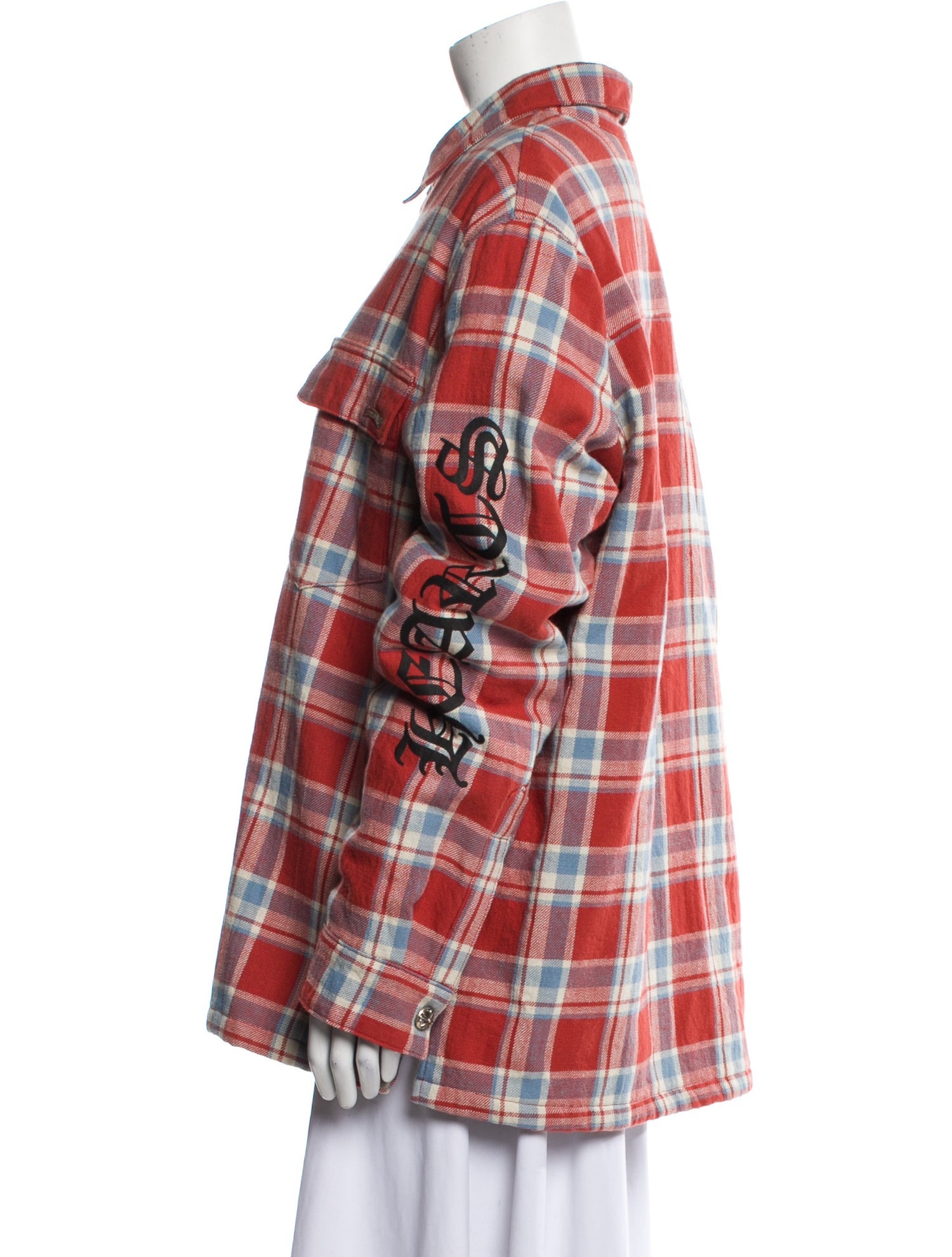 Chrome Hearts Plaid Print Trucker Jacket - Red Outerwear, Clothing ...