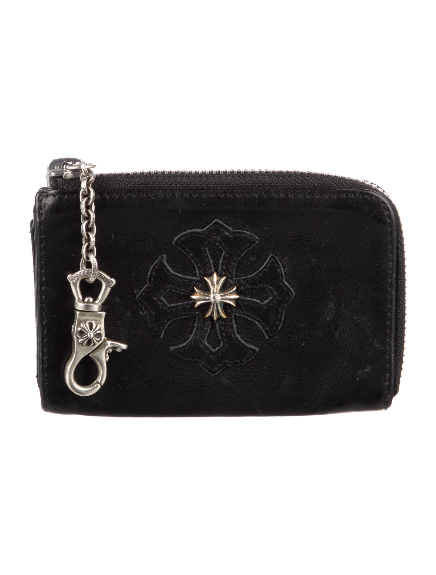 Chrome Hearts Leather Zip Paper Chain Leather Coin Pouch - Black ...