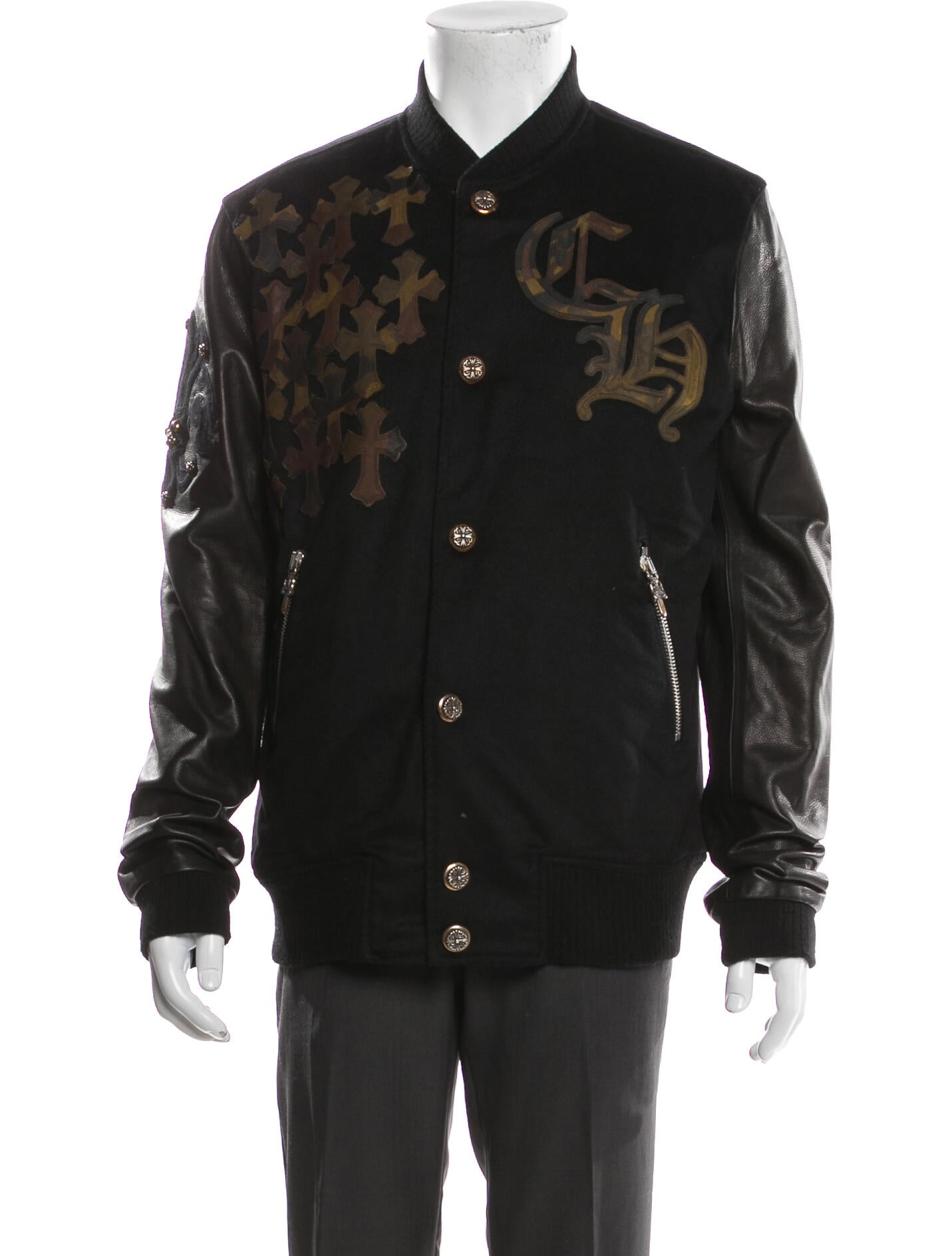 Chrome Hearts Cashmere Graphic Print Varsity Jacket - Black Outerwear ...