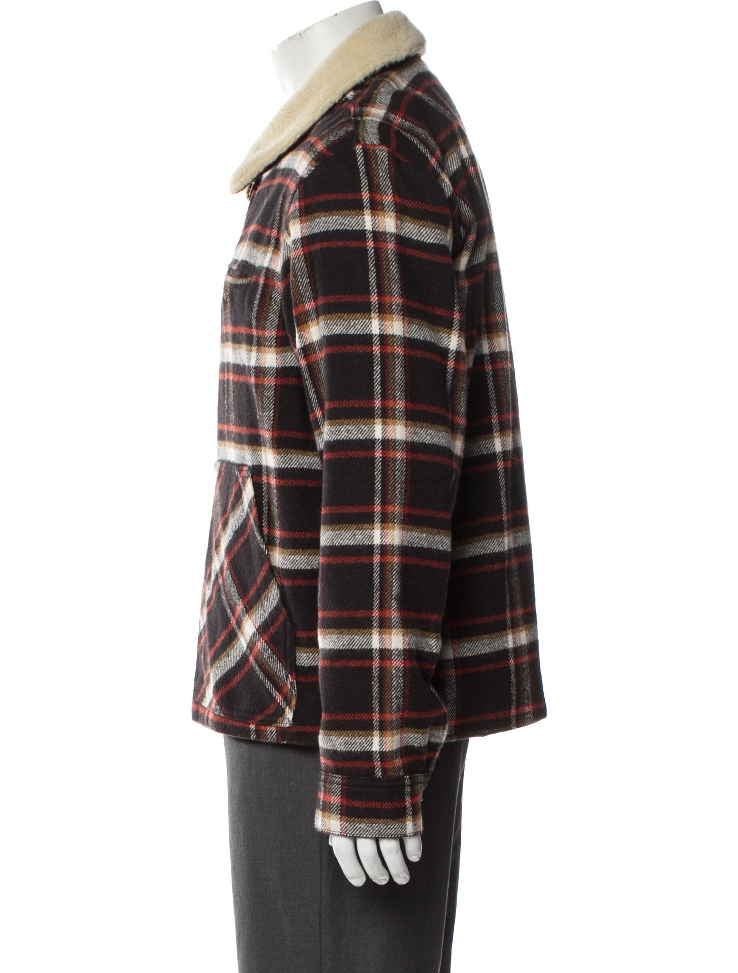 Chrome Hearts Shearling-Trimmed Plaid Print Jacket - Brown Outerwear ...