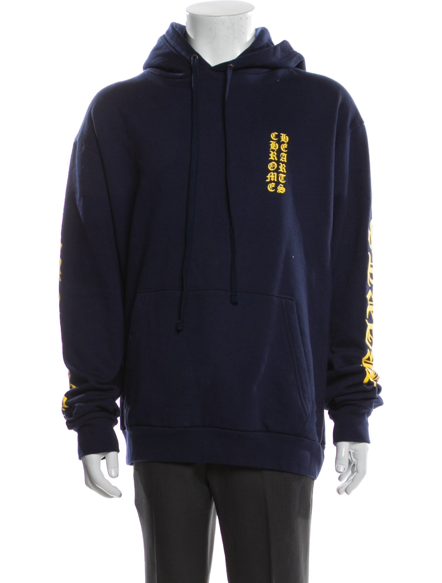 Chrome Hearts Vertical Script Logo Graphic Print Hoodie - Blue ...