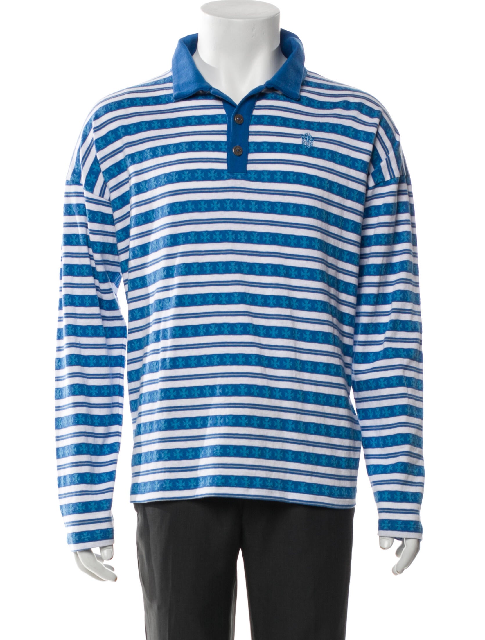 Chrome Hearts 'Teens From Mars' Striped Polo Shirt - Blue Polos ...