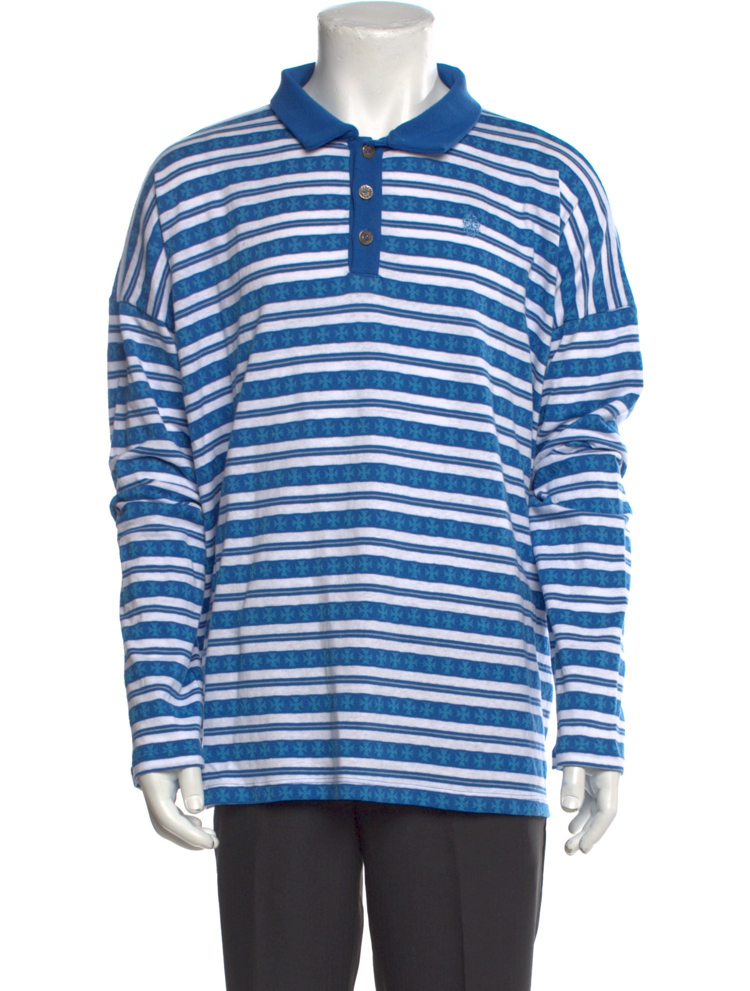 Chrome Hearts 'Teens From Mars' Striped Polo Shirt - Blue Polos ...