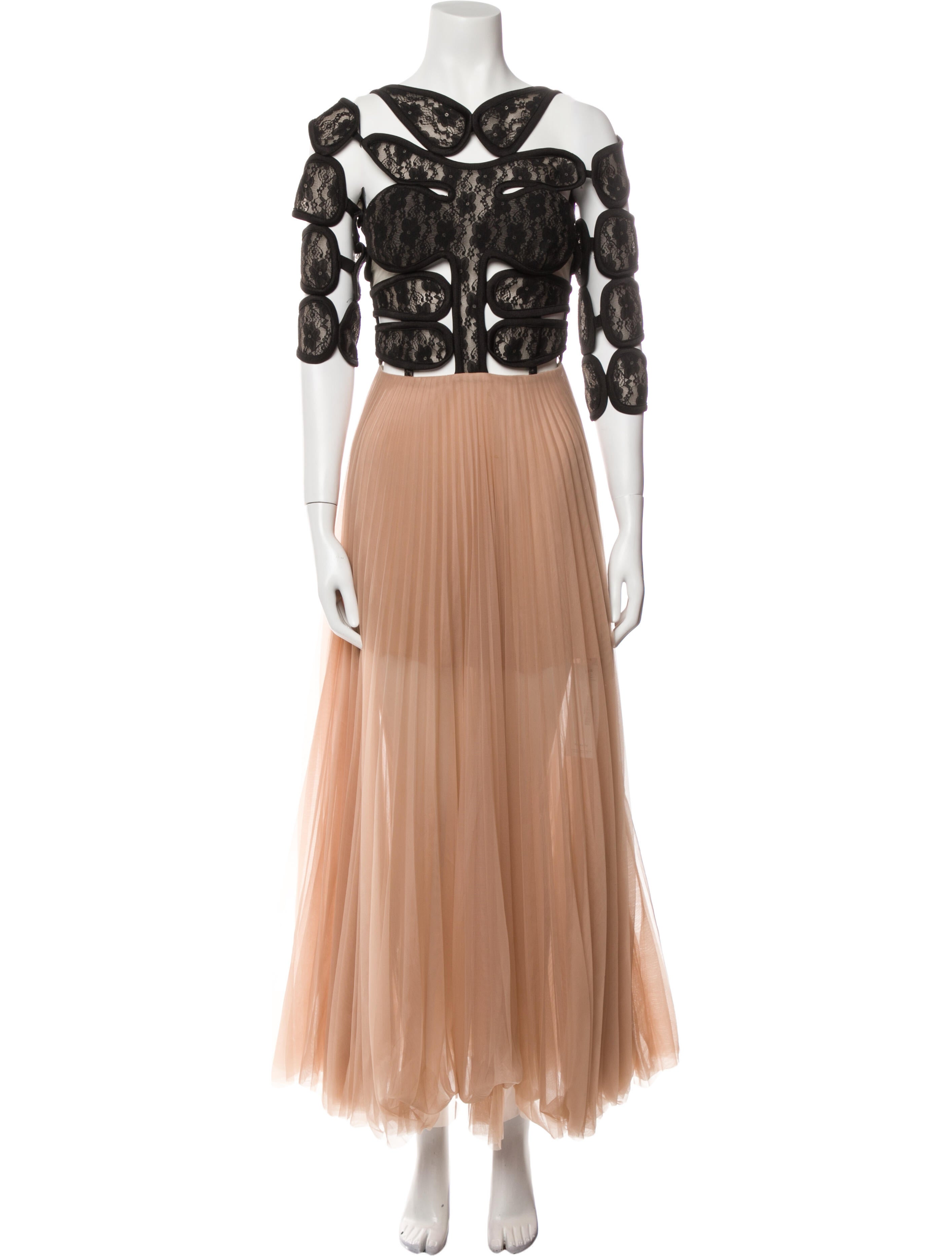 Christopher Kane V-Neck Long Dress - Neutrals Dresses, Clothing ...