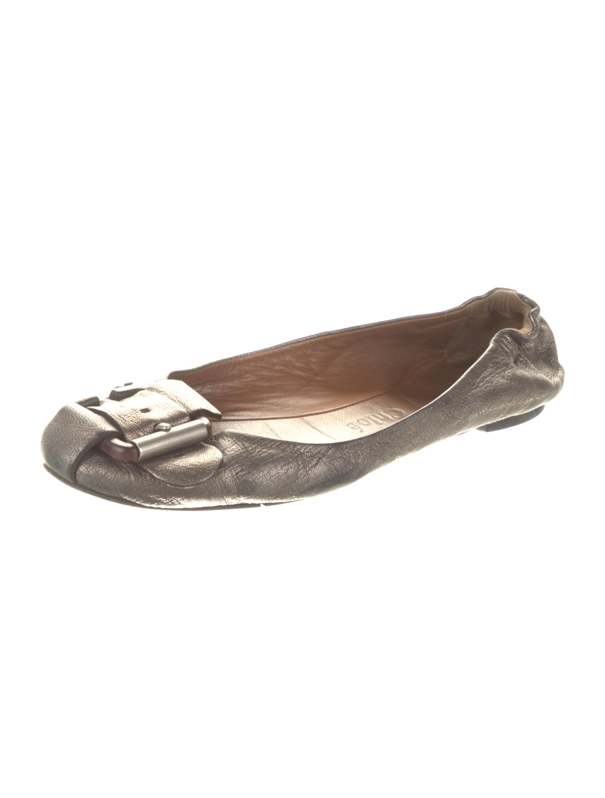 Chloé Lauren Metallic Flats - Gold Flats, Shoes - CHL57131 | The RealReal