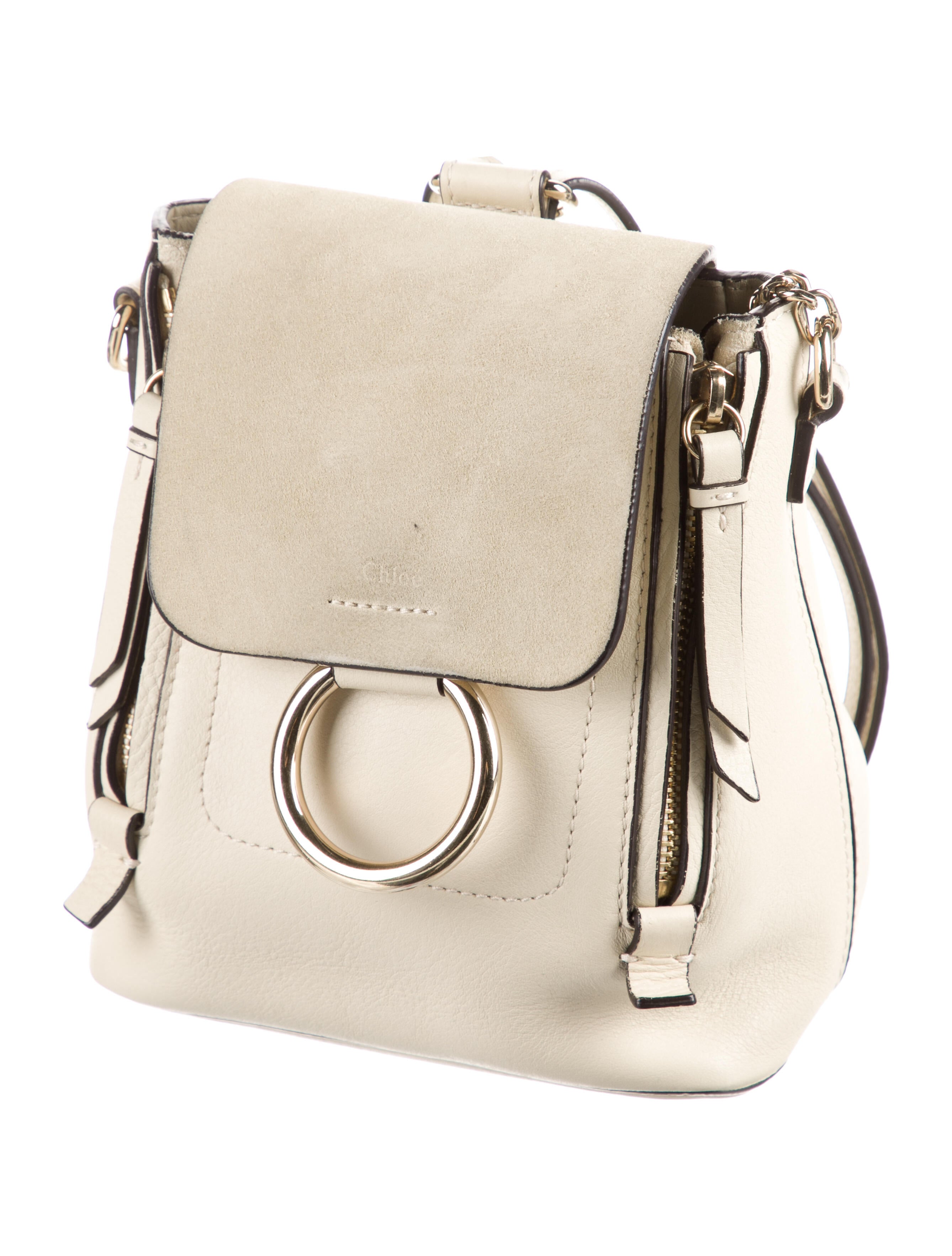 Chloé Suede Calfskin Mini Faye Backpack - Neutrals Backpacks, Handbags ...