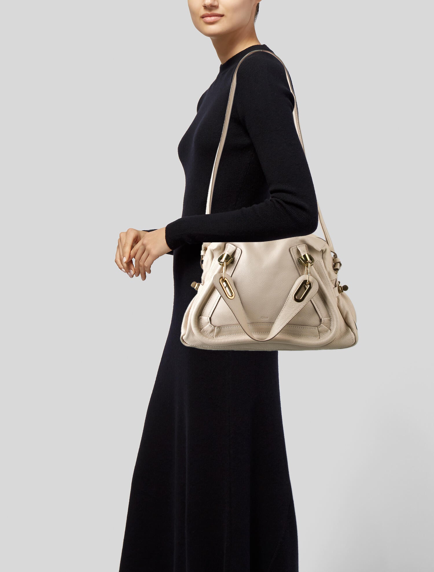Chloé Paraty Leather Shoulder Bag Neutrals Shoulder Bags Handbags Chl232231 The Realreal