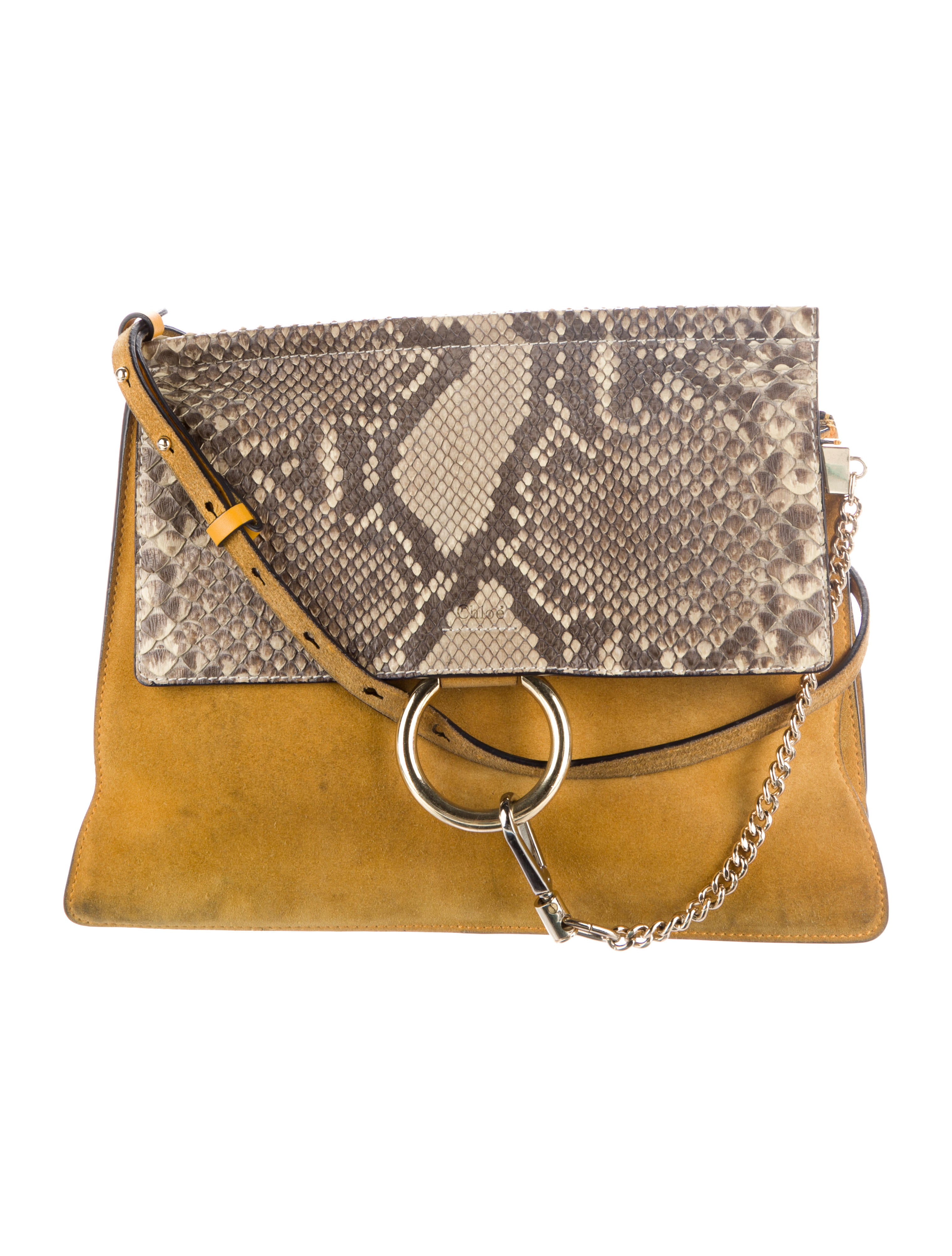 Chloé Python-Trimmed Faye Shoulder Bag - Yellow Shoulder Bags, Handbags ...