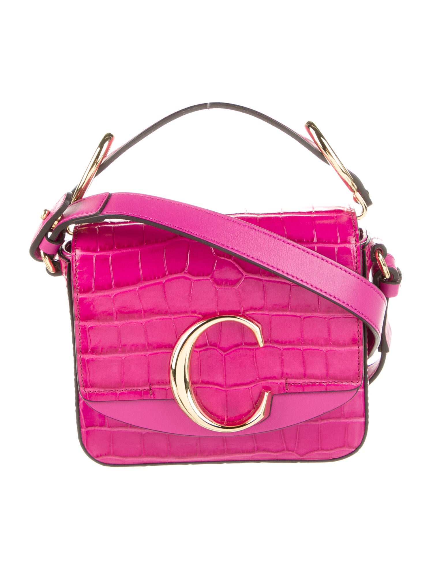 Chloé Embossed Crocodile Mini C Crossbody Bag - Pink Crossbody Bags ...