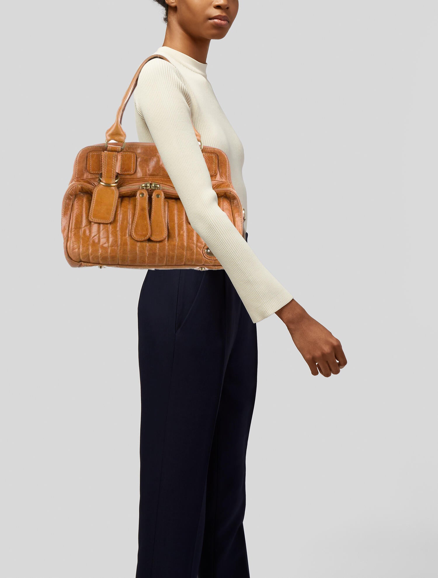 Chloé Quilted Leather Bay Bag - Brown Handle Bags, Handbags - CHL240571 ...