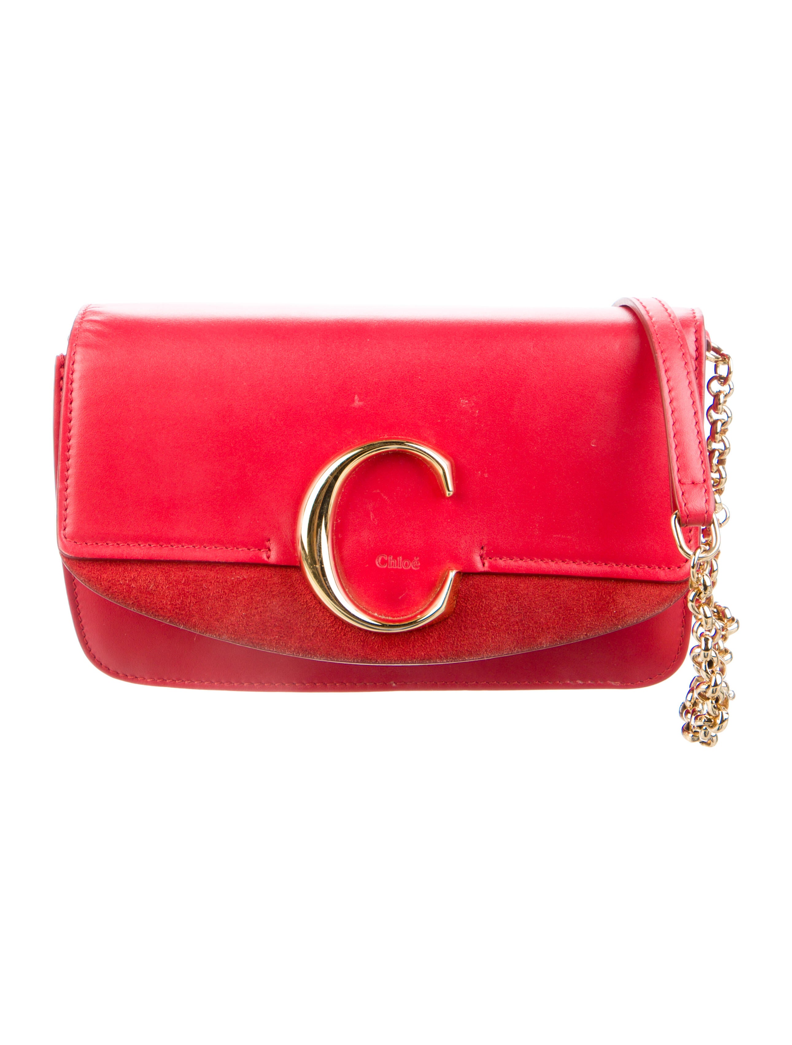 Chloé Small Leather "C" Clutch - Red Clutches, Handbags - CHL245520 ...