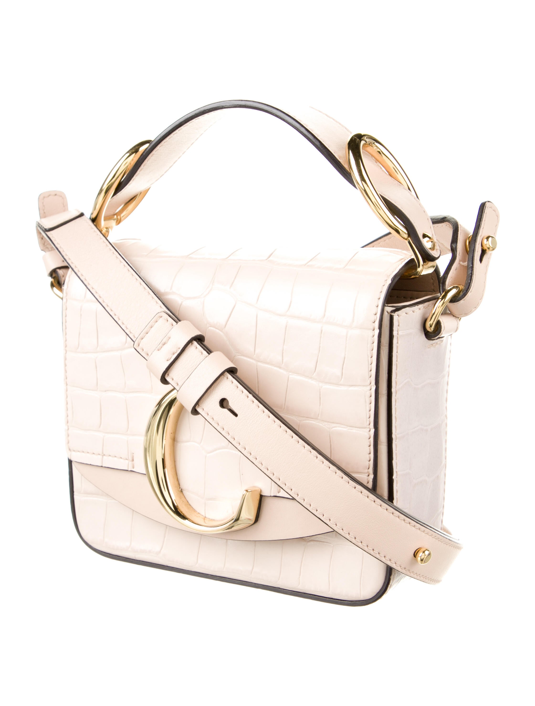 Chloé Mini C Embossed Leather Shoulder Bag - Shoulder Bags, Handbags ...