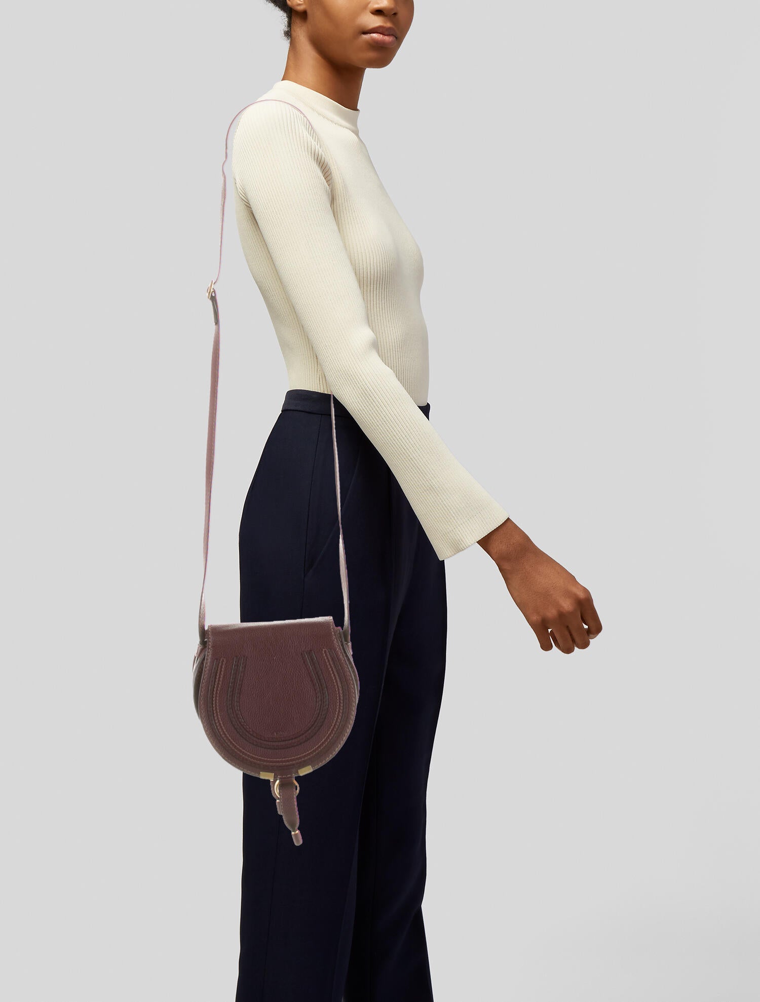 Chloé Small Leather Marcie Crossbody Bag - Burgundy Crossbody Bags ...