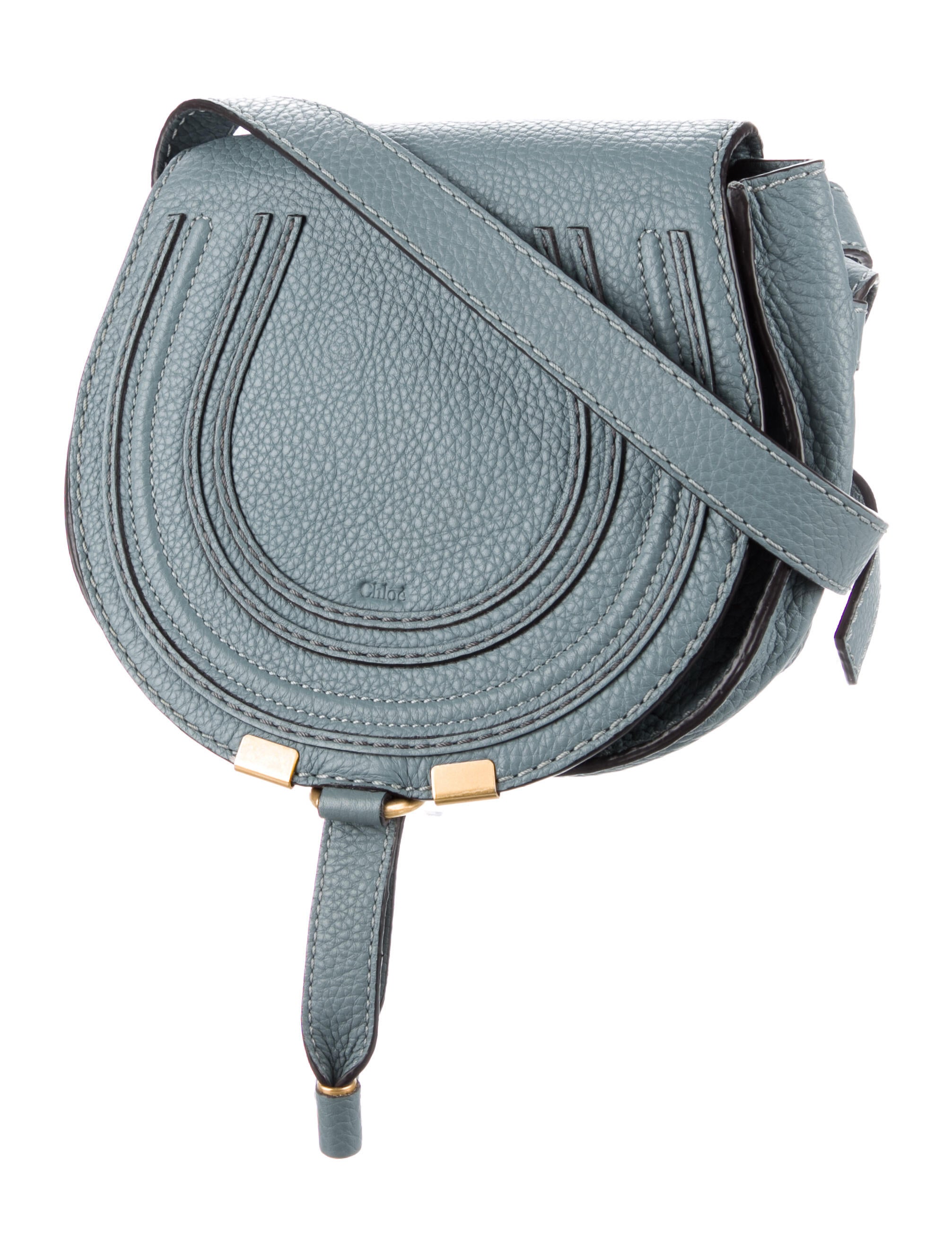 Chloé Small Leather Marcie Saddle Bag - Blue Crossbody Bags, Handbags ...