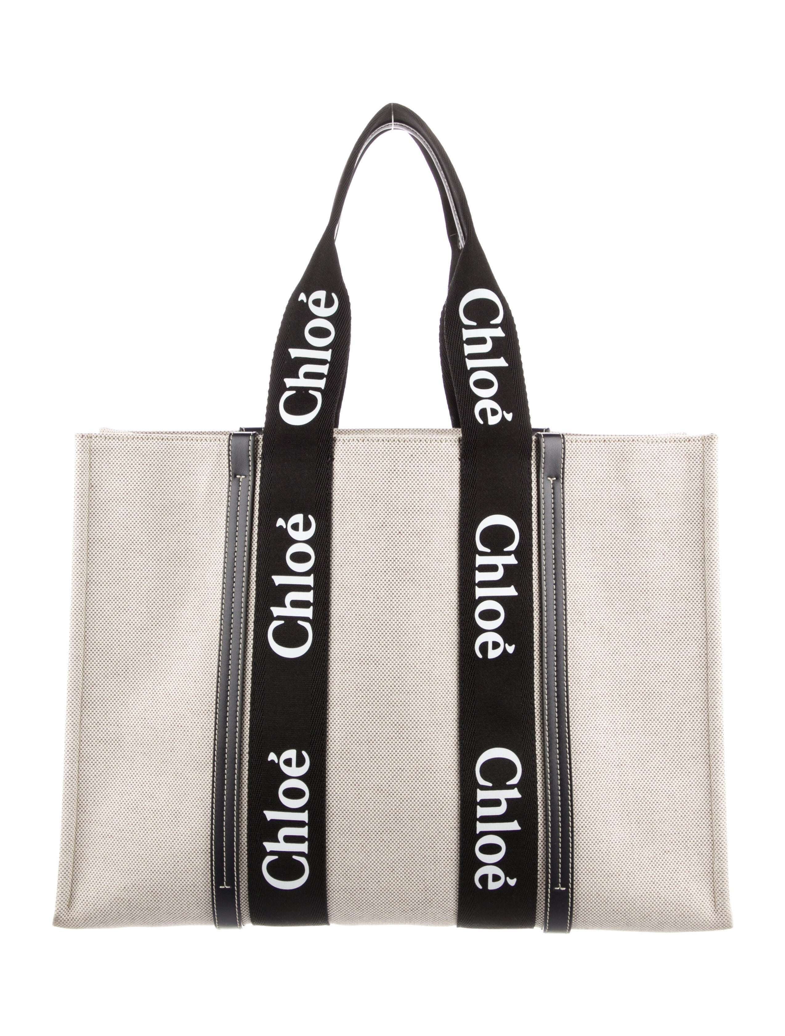 Chloé Canvas Logo Woody Tote - Neutrals Totes, Handbags - CHL252565 ...
