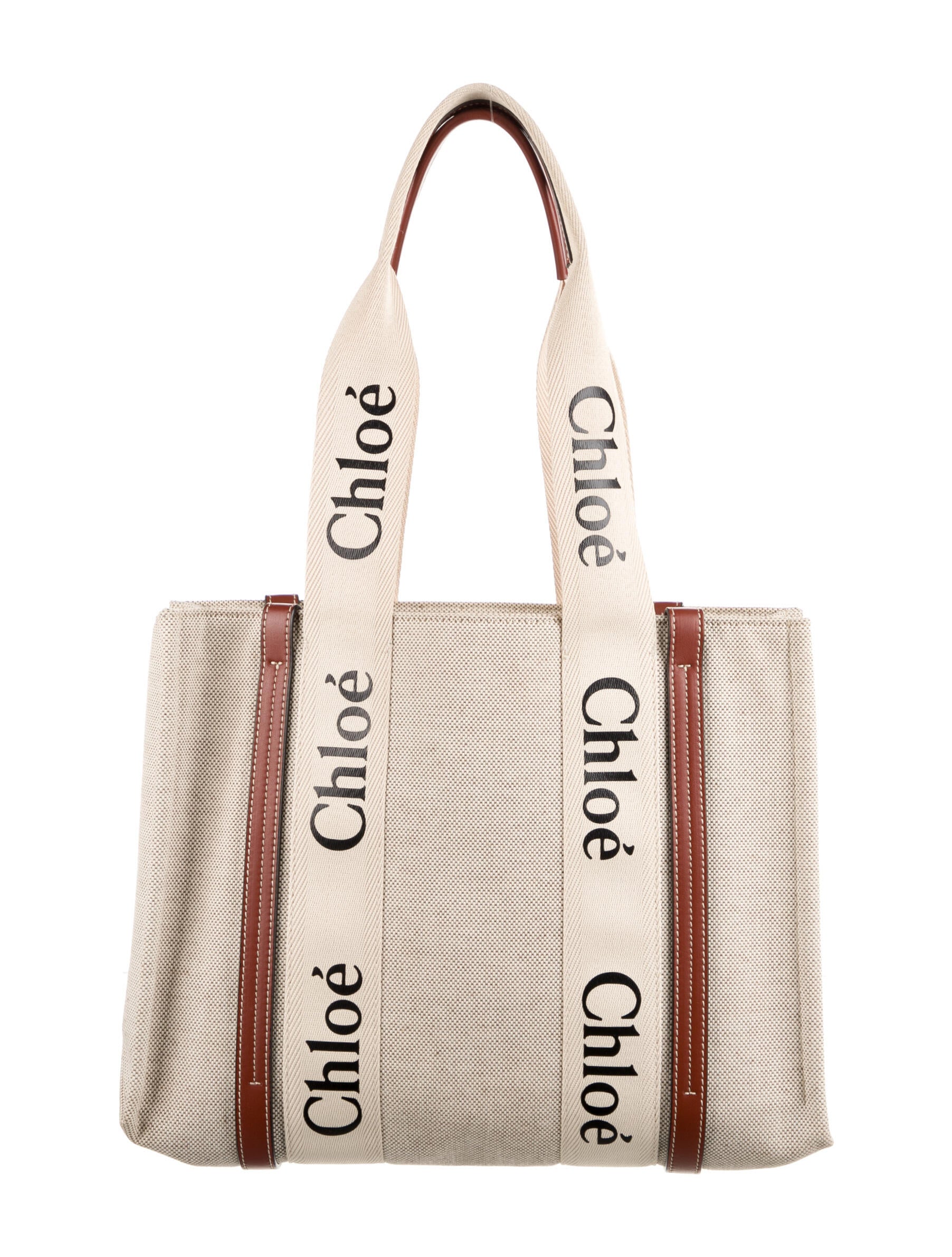 Chloé Canvas Leather-Trimmed Tote - Neutrals Totes, Handbags ...