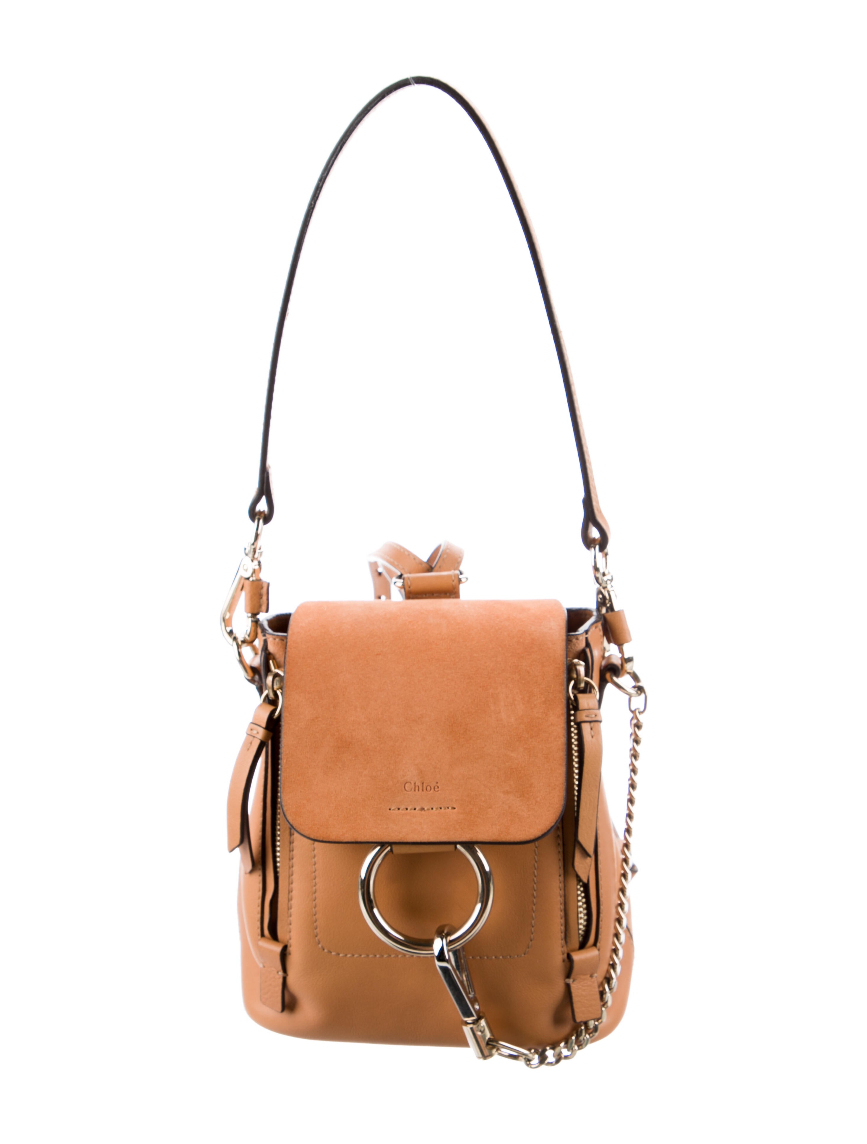 Chloé Calfskin Mini Faye Backpack - Brown Backpacks, Handbags ...