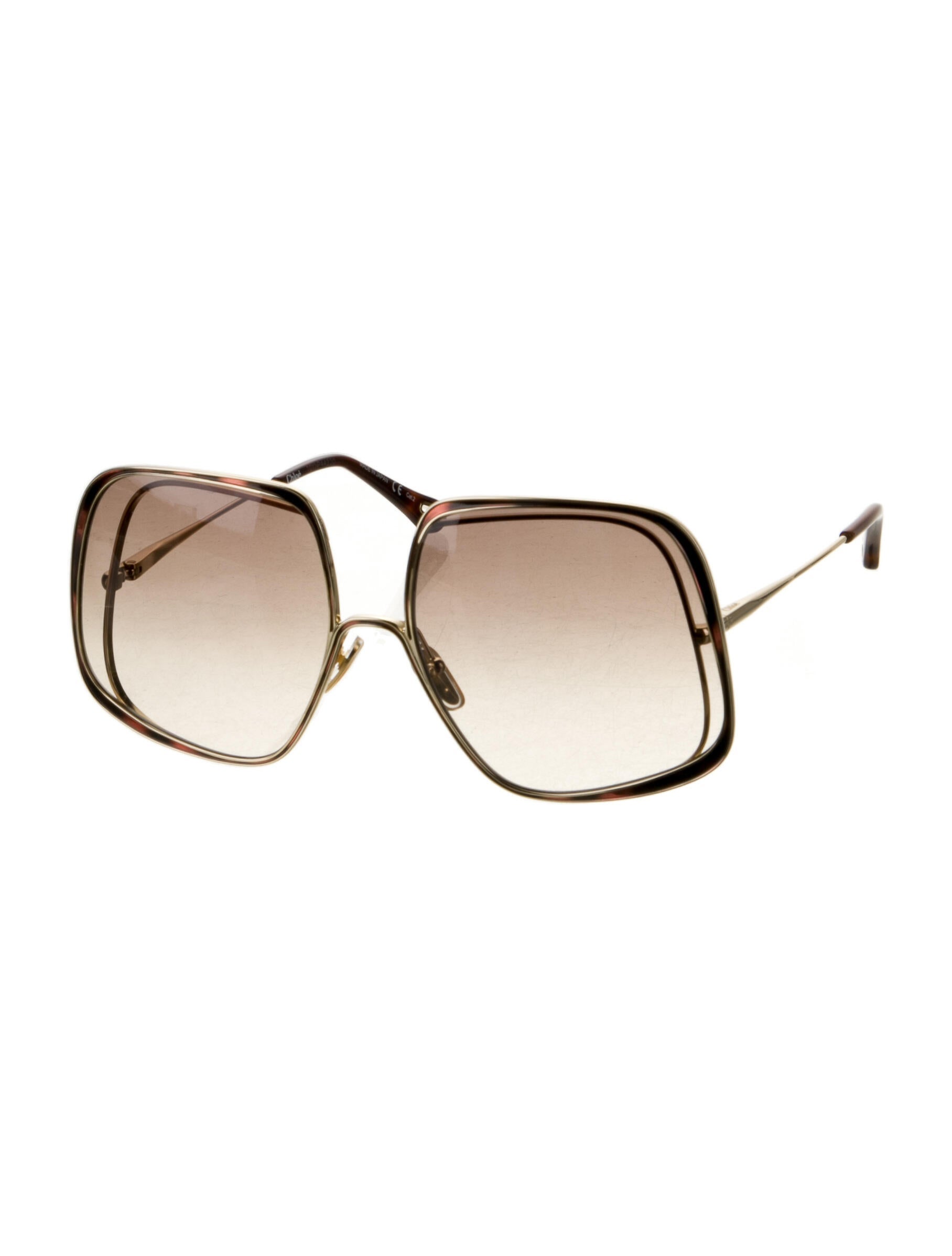Chloé Square Gradient Sunglasses w/ Tags - Gold Sunglasses, Accessories ...