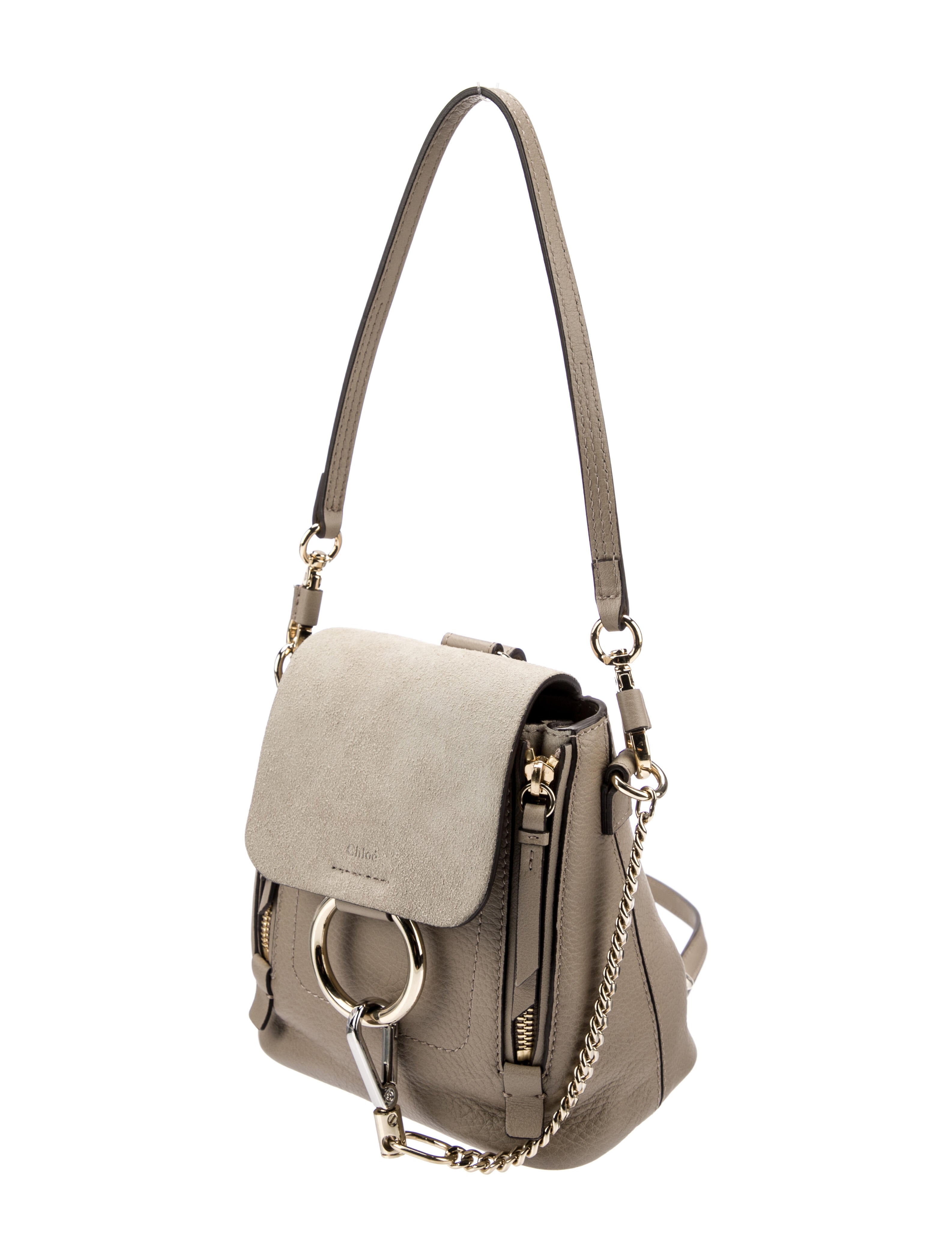 Chloé Mini Faye Calfskin Backpack - Grey Backpacks, Handbags ...