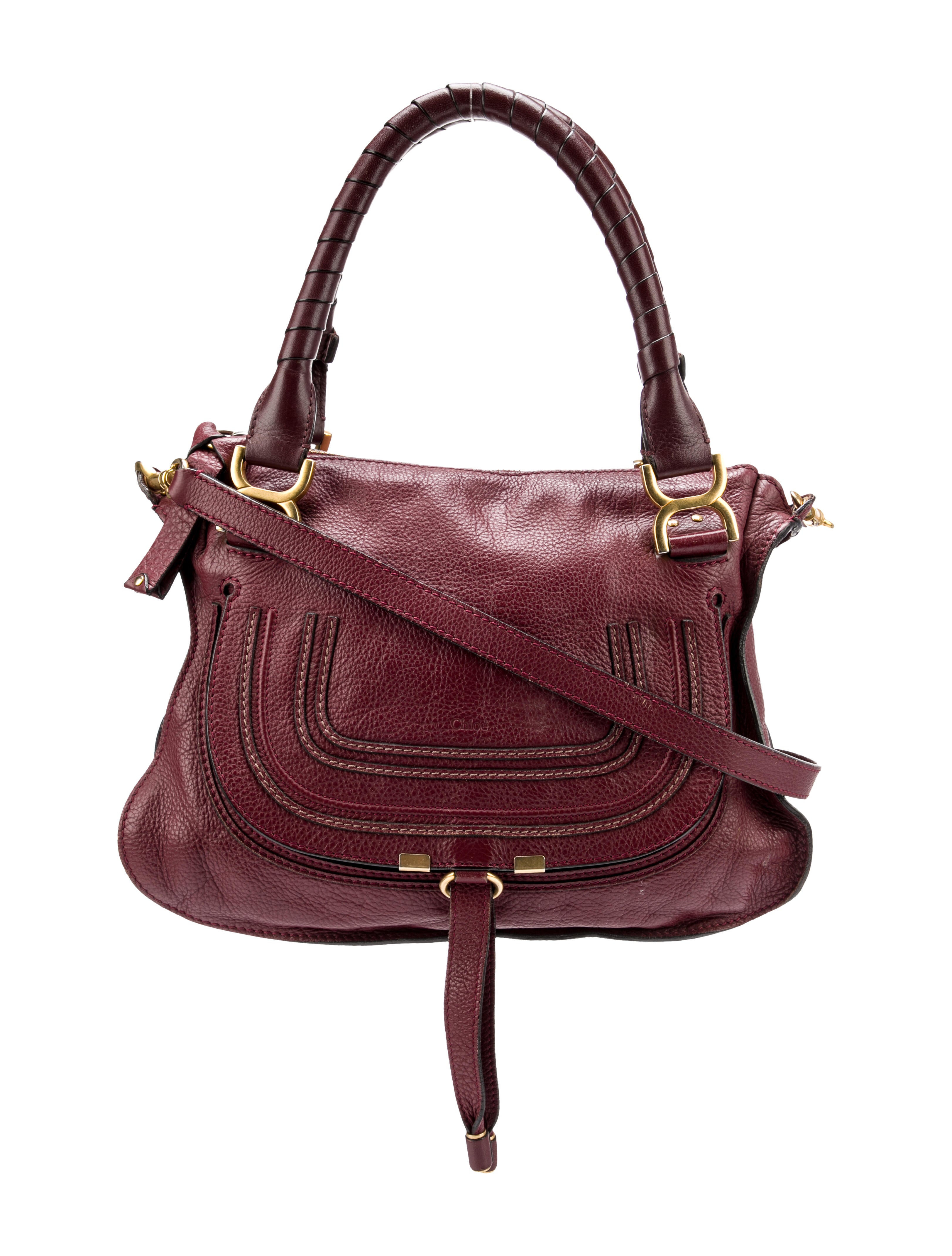 Chloé Large Marcie Satchel - Burgundy Shoulder Bags, Handbags ...