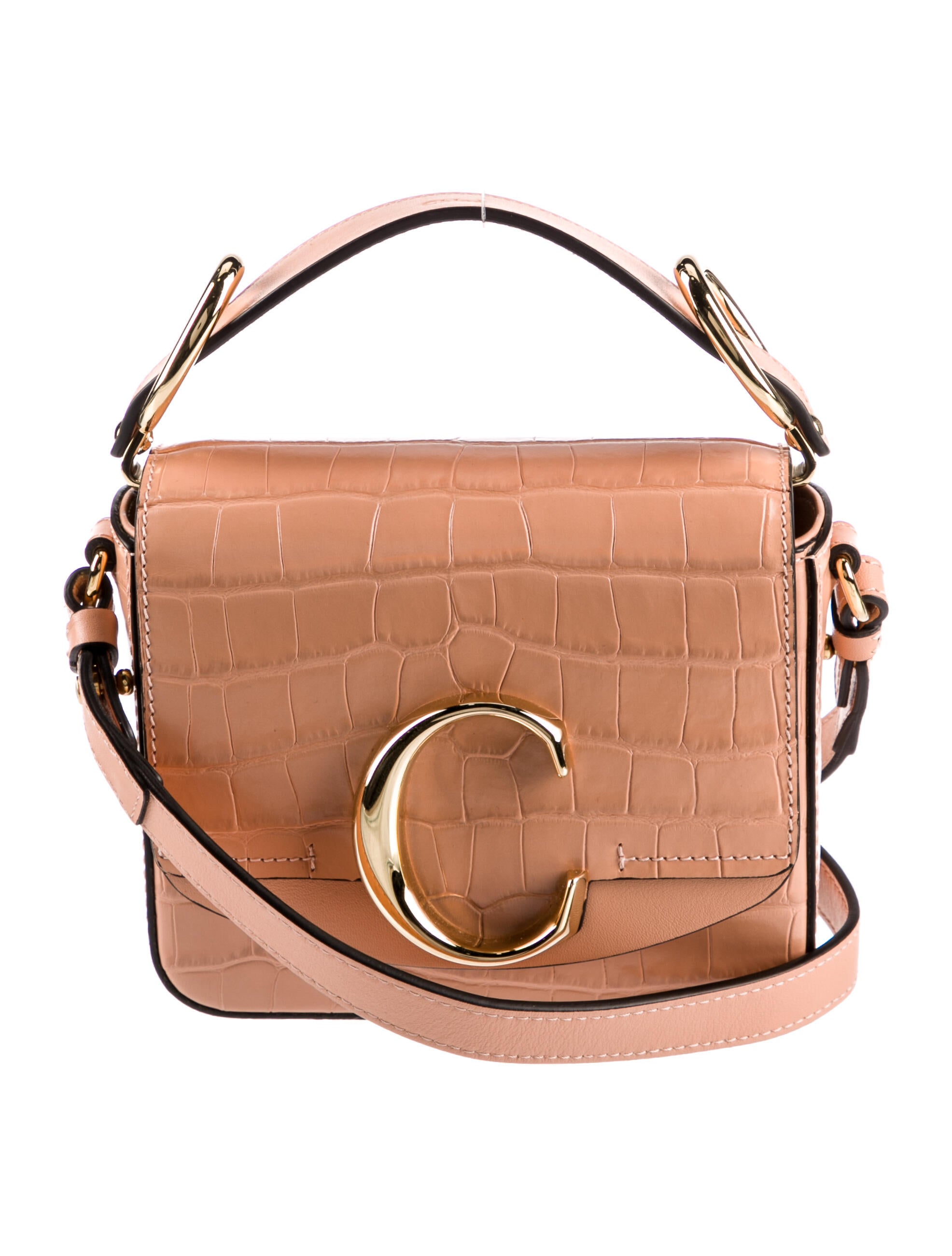 Chloé Embossed Mini C Double Carry Bag - Pink Handle Bags, Handbags ...