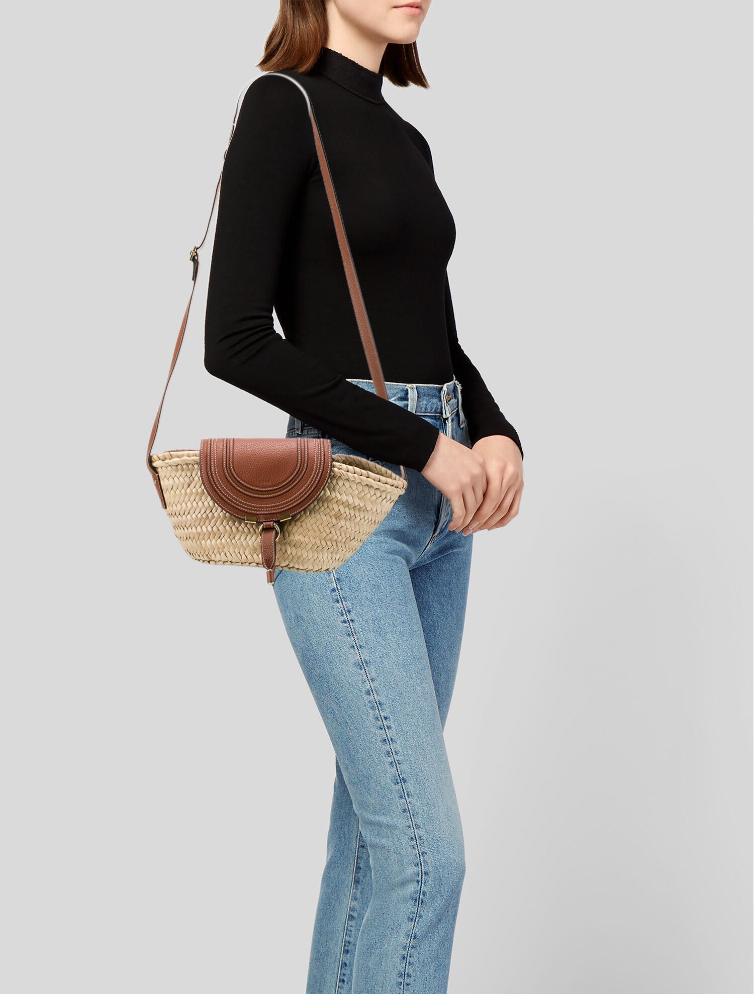 Chloé Leather-Trimmed Raffia Crossbody Bag - Neutrals Crossbody Bags ...