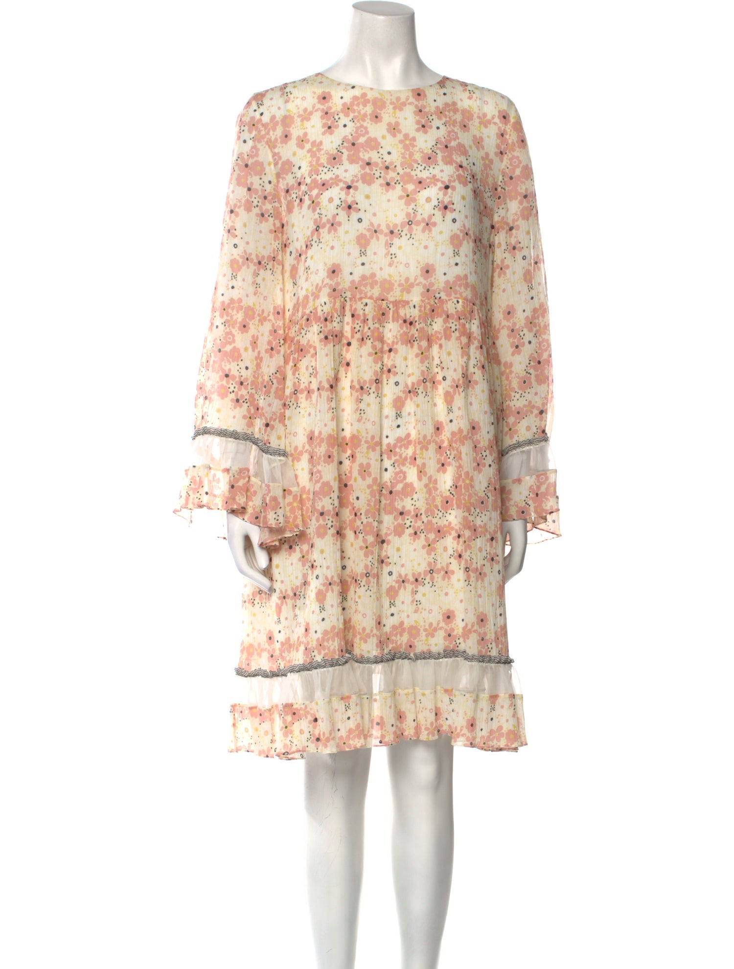 Chloé Floral Print Knee-Length Dress - Neutrals Dresses, Clothing ...