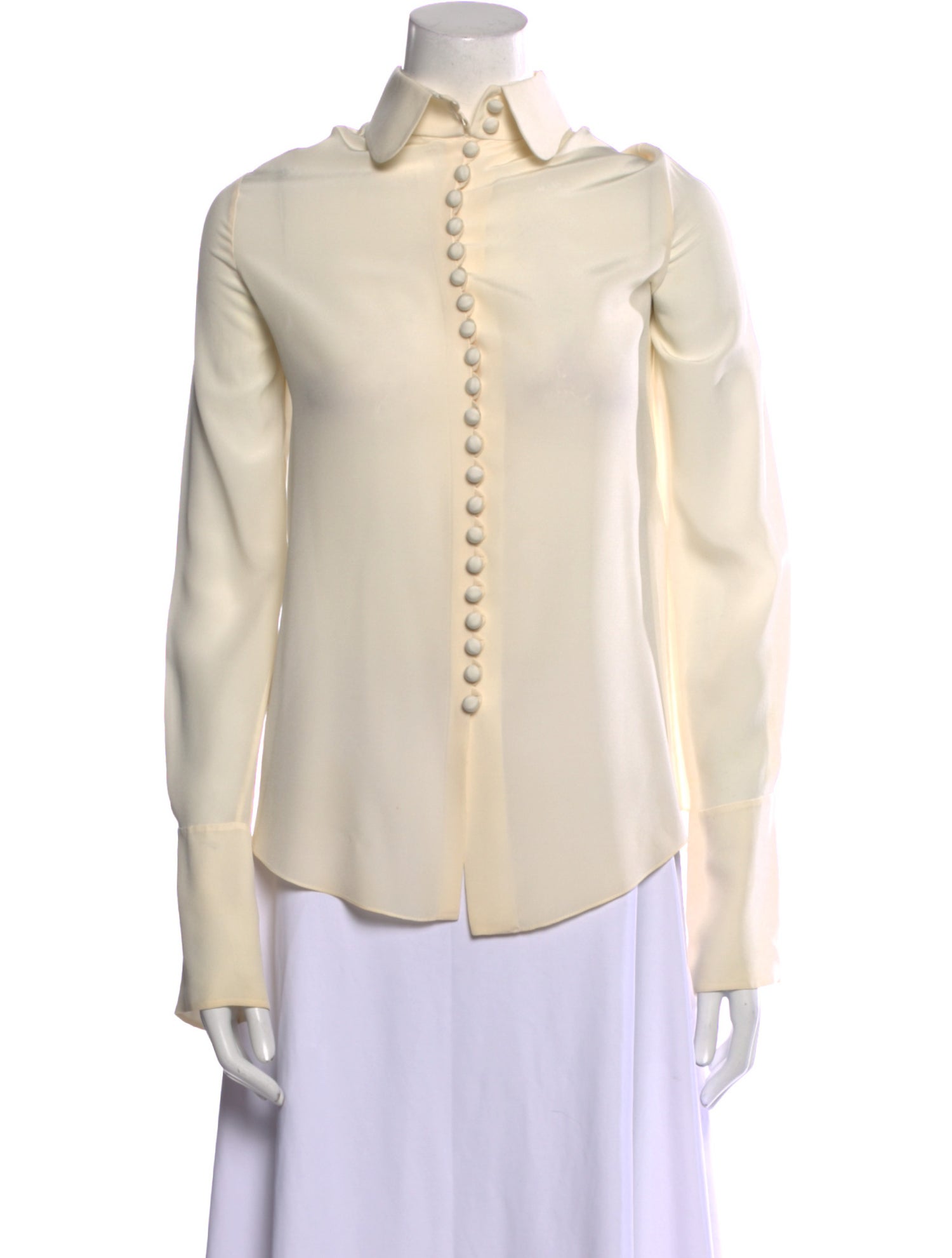 Chloé Silk Mock Neck Button-Up Top - Neutrals Tops, Clothing ...