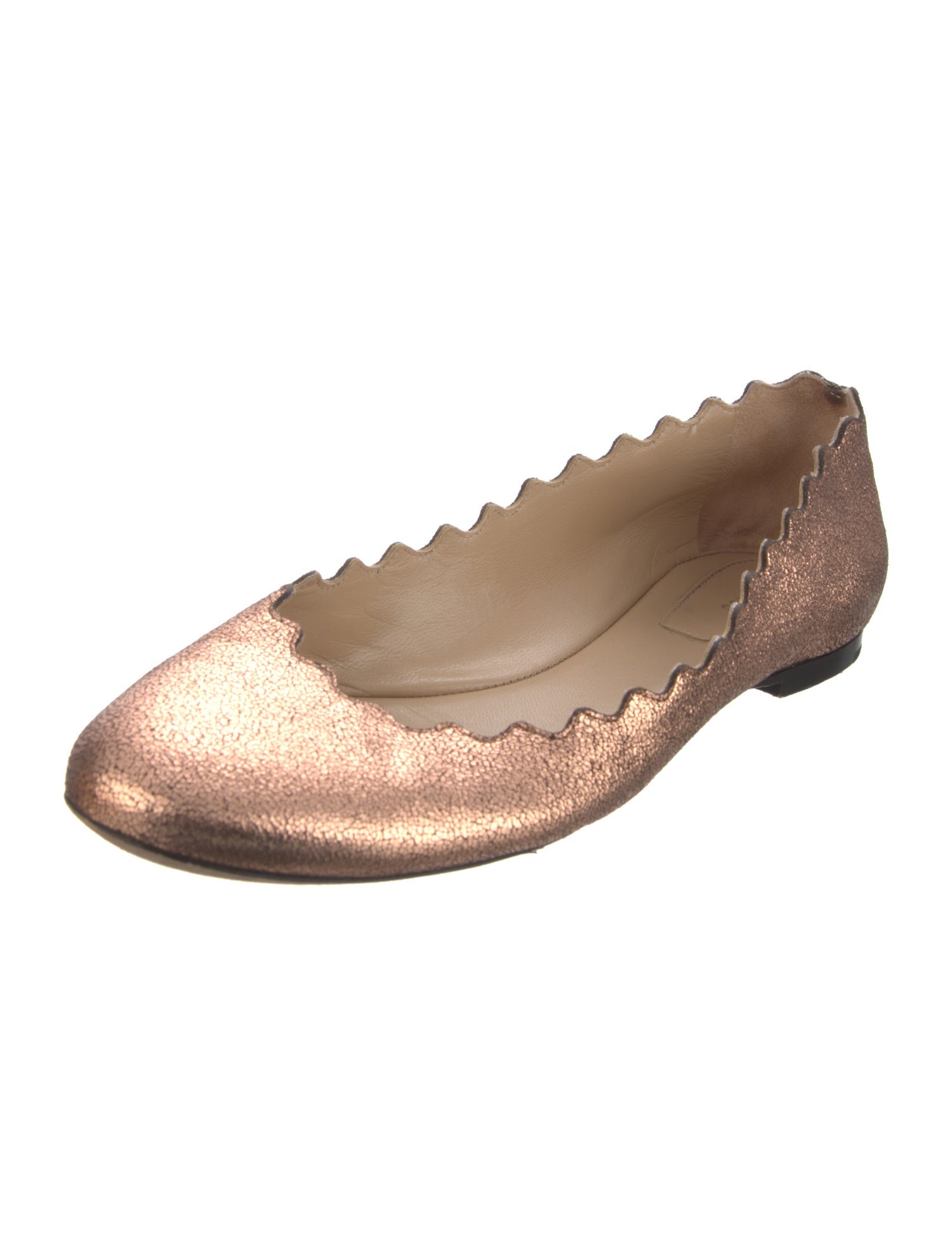 Chloé Leather Ballet Flats - Gold Flats, Shoes - CHL283636 | The RealReal